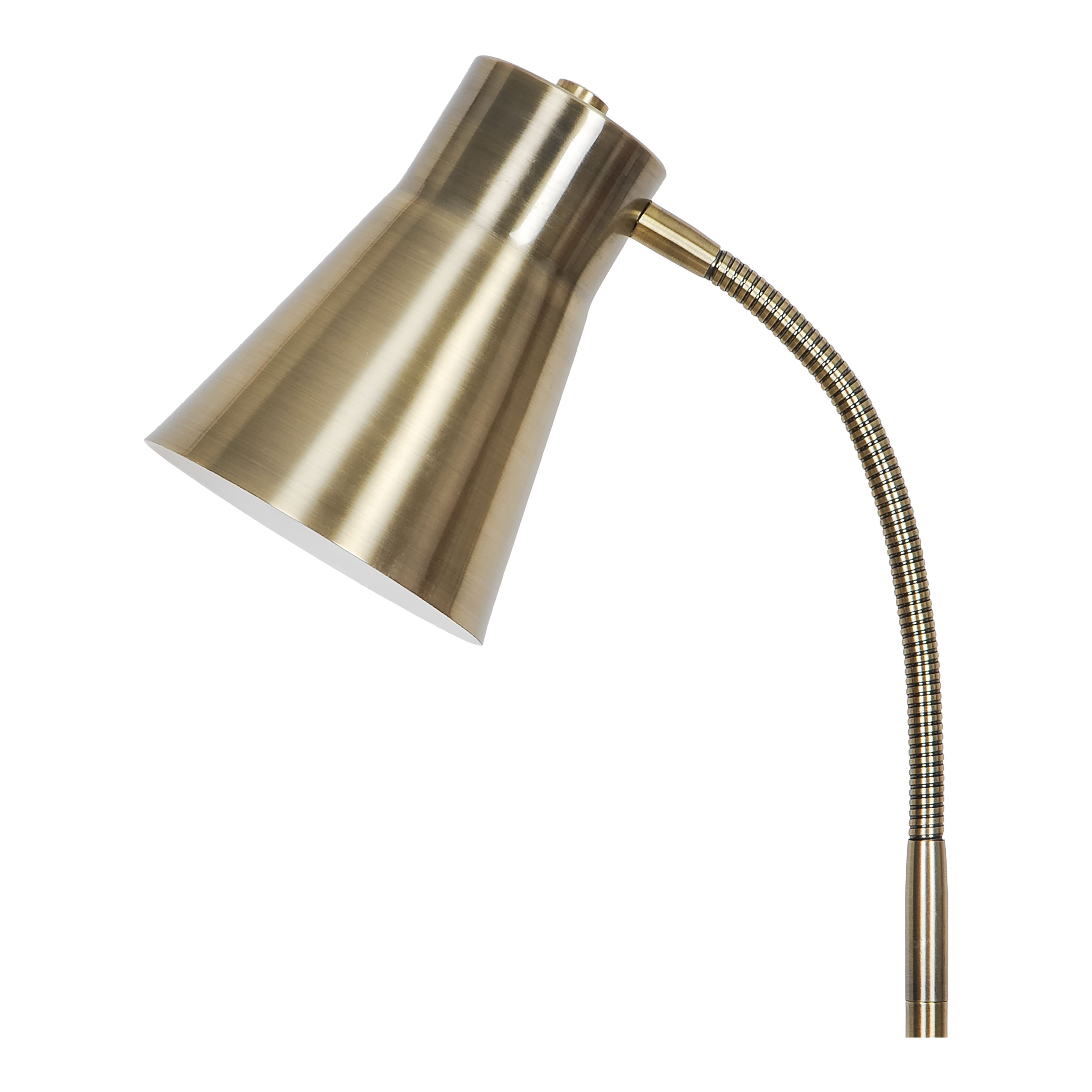 GoodHome Hetange Satin Antique brass effect Floor lamp