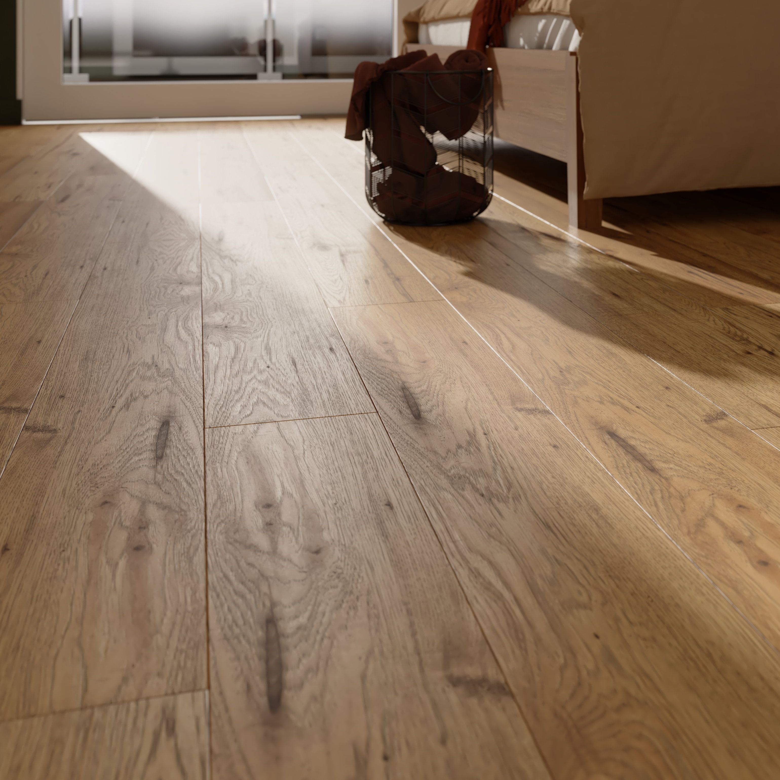 GoodHome Hickory Natural Oak Wood effect Structured Laminate Flooring ...