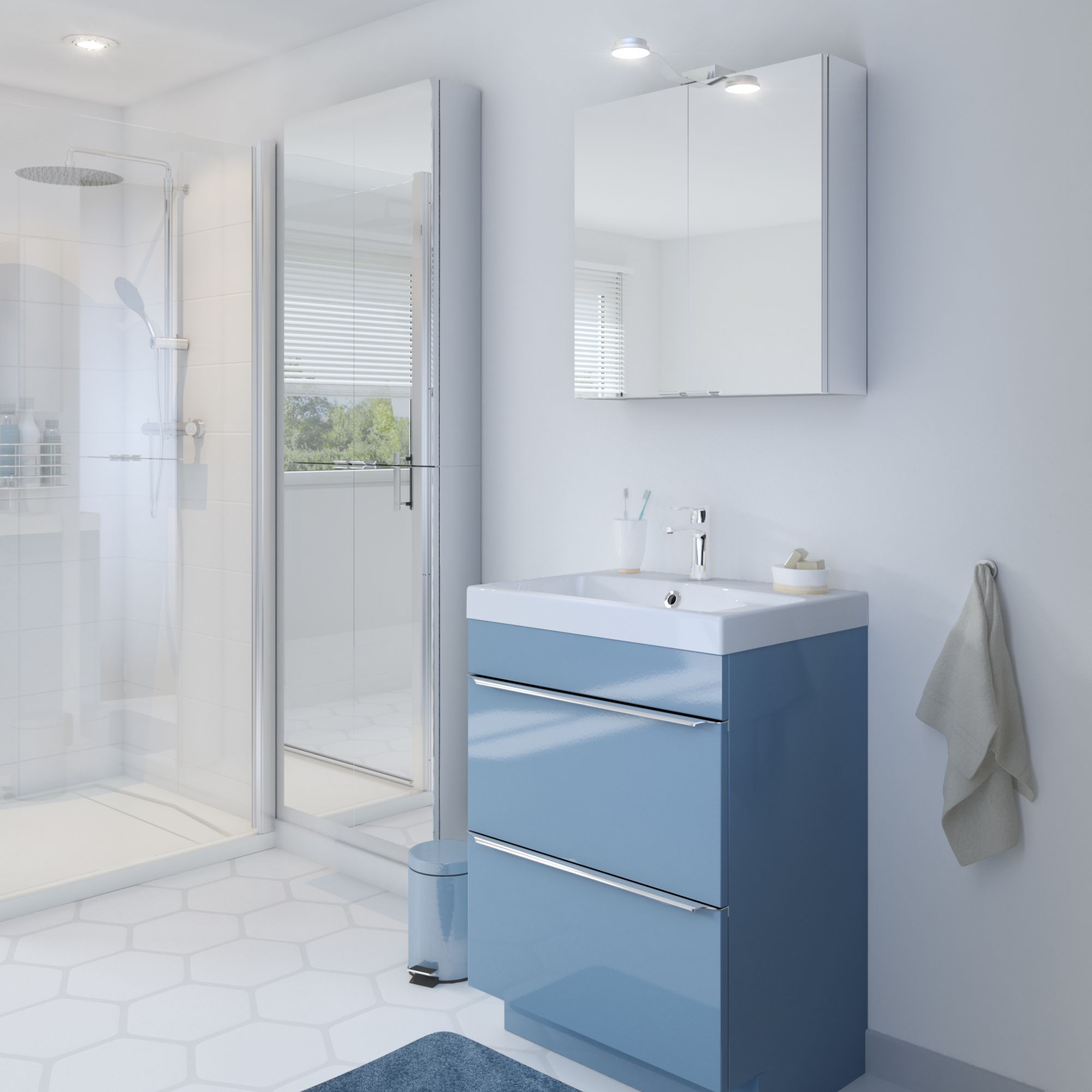 GoodHome Imandra Blue Freestanding Vanity unit & basin set (W)604mm