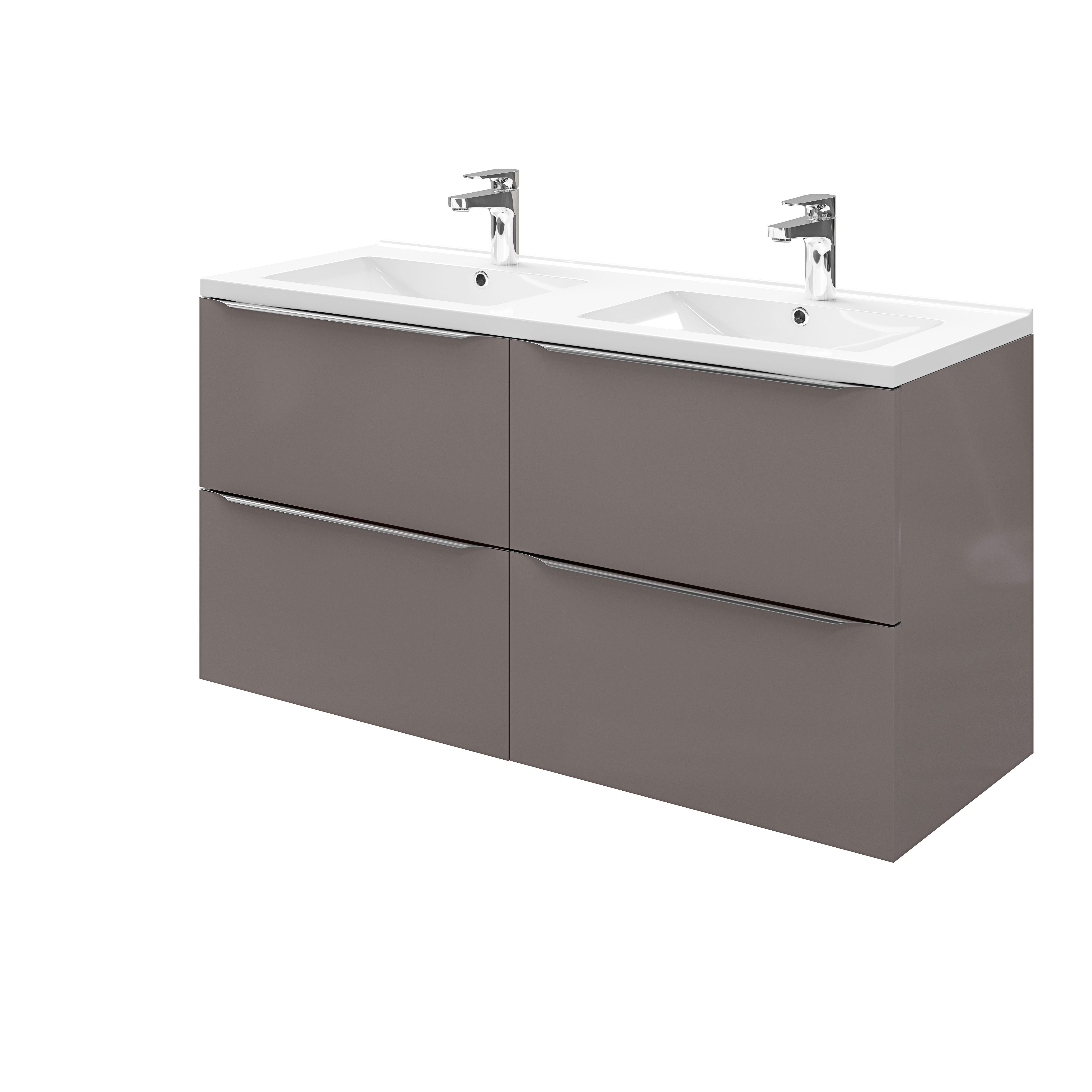 GoodHome Imandra Gloss Anthracite Wall-mounted Bathroom Vanity unit (H ...