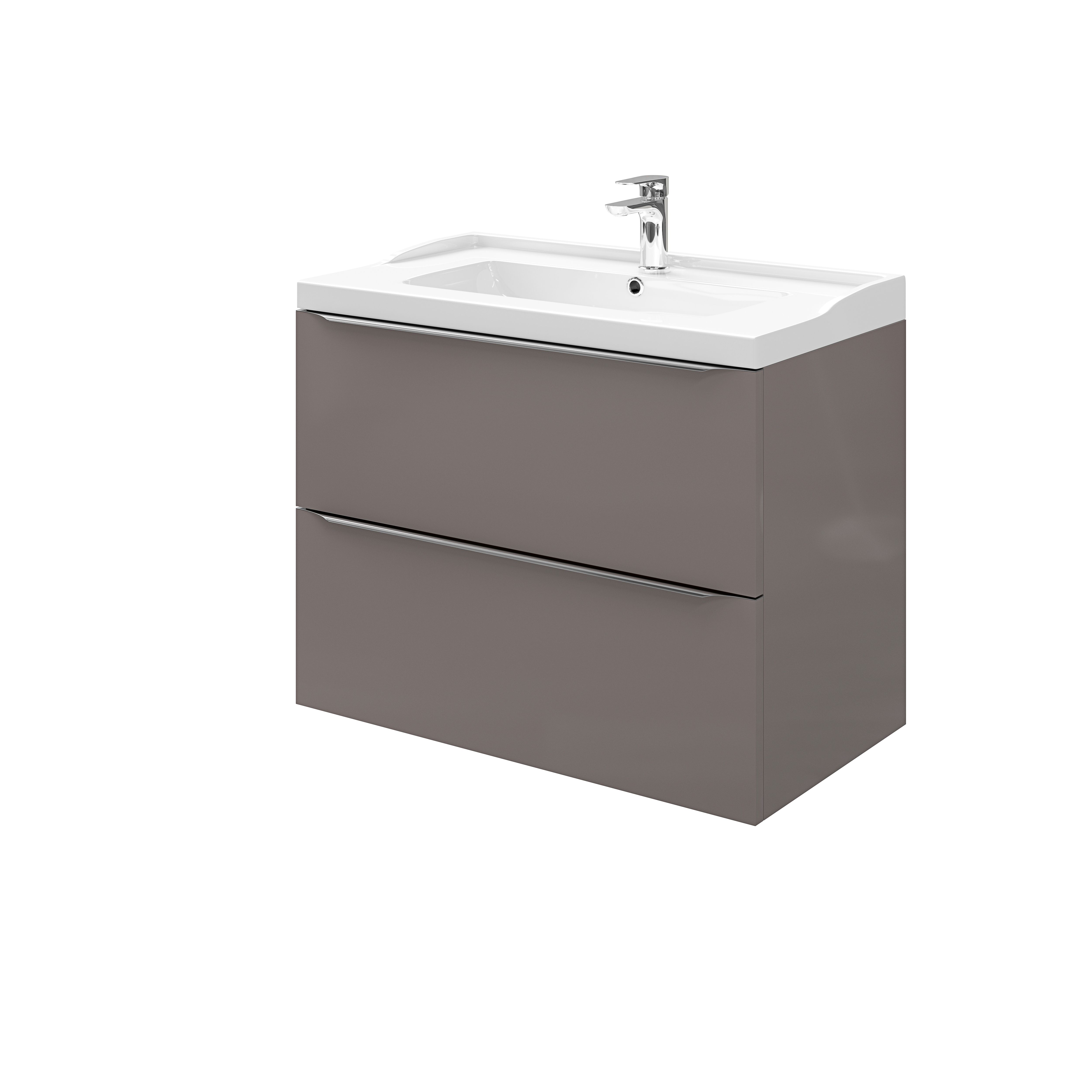 GoodHome Imandra Gloss Anthracite Wall-mounted Bathroom Vanity unit (H ...