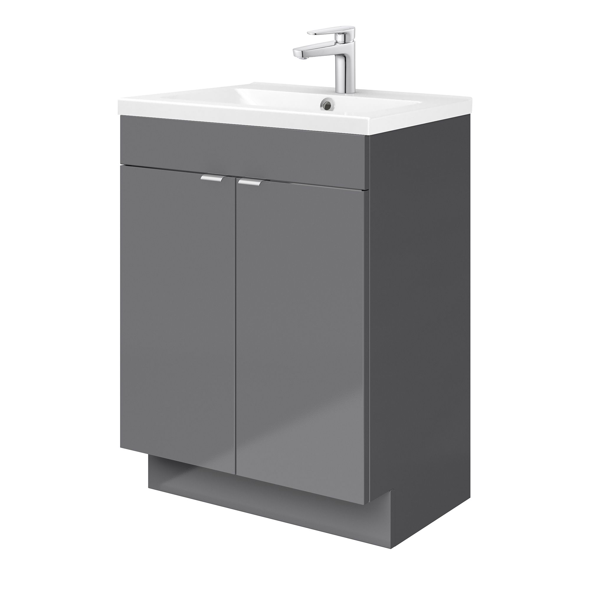 GoodHome Imandra Gloss Grey Freestanding Vanity unit & basin set with ...