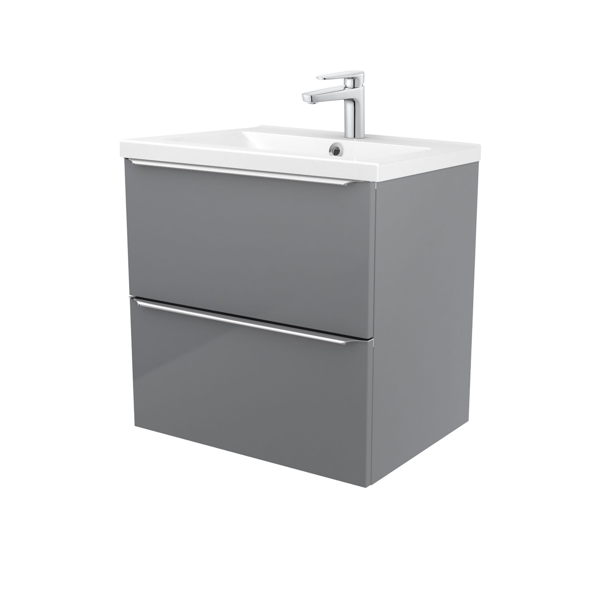 GoodHome Imandra Gloss Grey Wall-mounted Vanity unit & basin set with ...