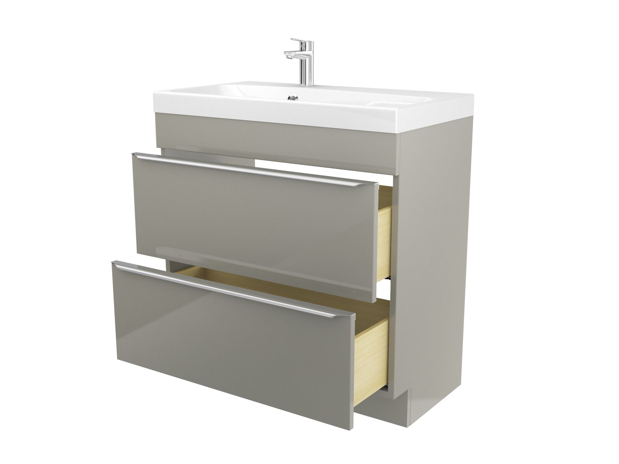 GoodHome Imandra Gloss Taupe Bathroom Vanity unit (H) 820mm (W) 800mm
