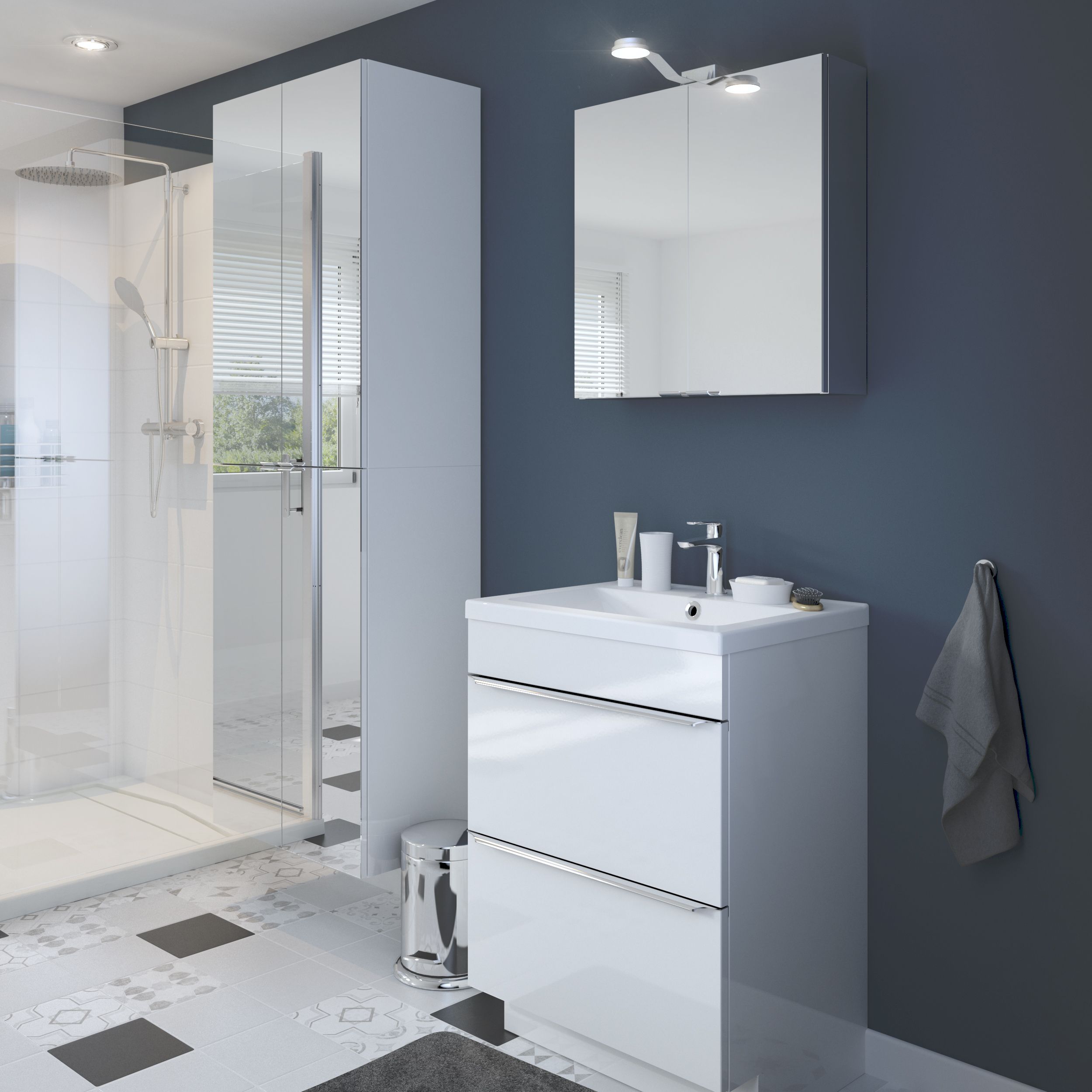 GoodHome Imandra Gloss White Freestanding Vanity unit & basin set with ...