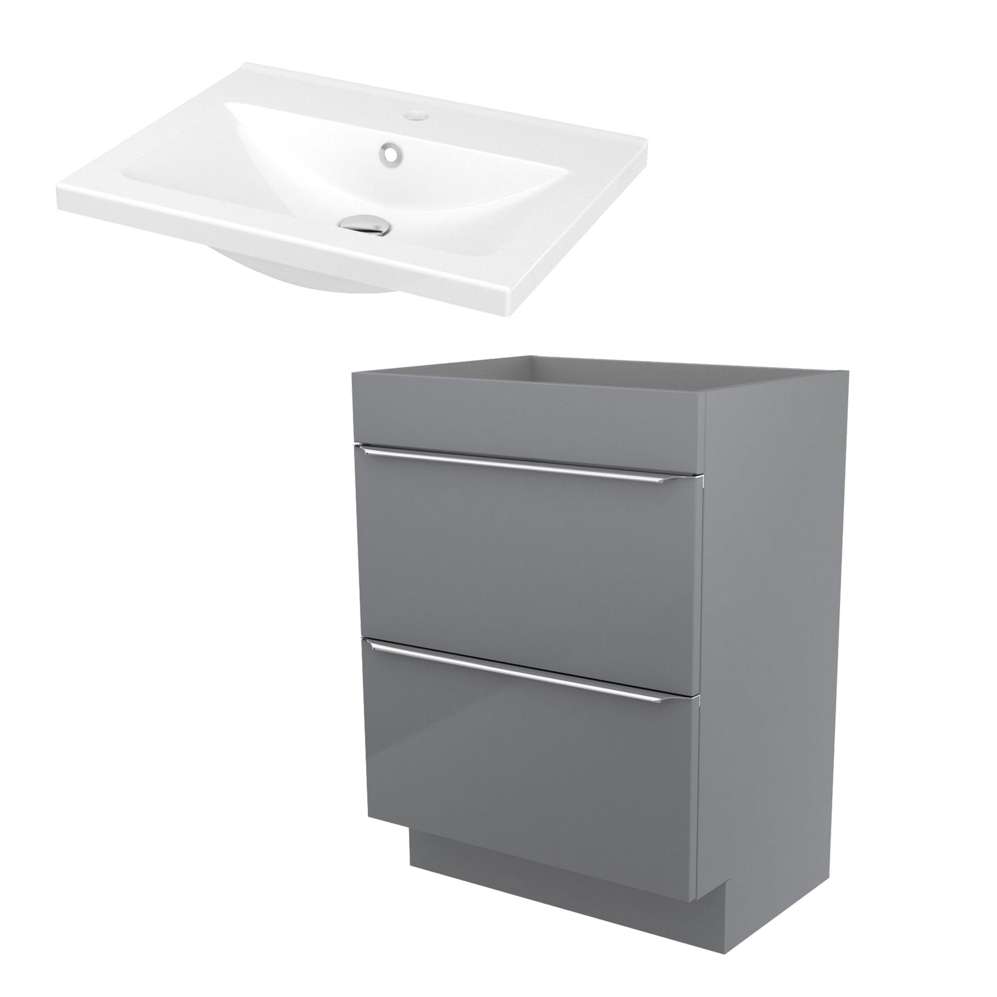 GoodHome Imandra Grey Freestanding Vanity unit & basin set - Includes ...