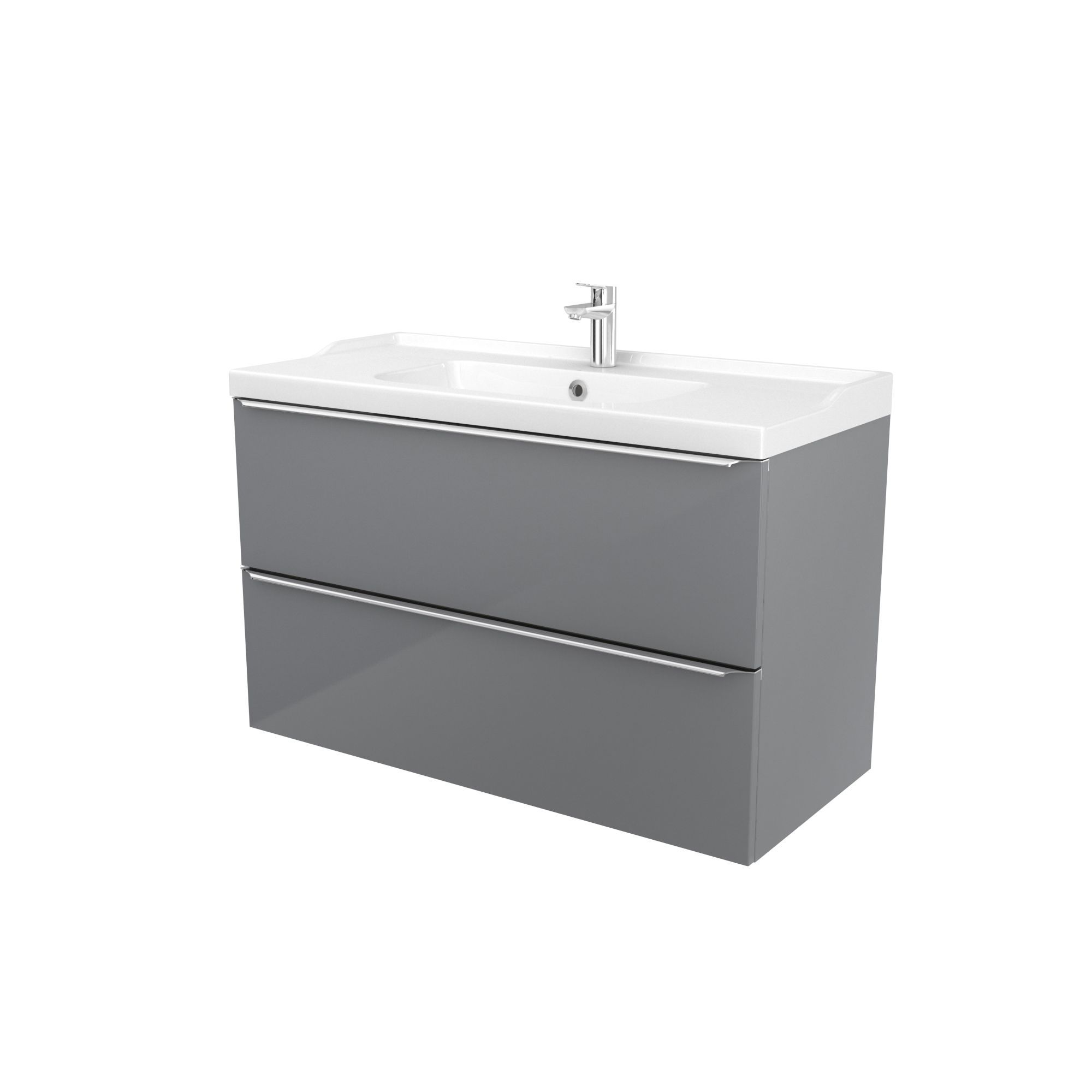 GoodHome Imandra Grey Wall-mounted Vanity unit & basin set - Includes ...