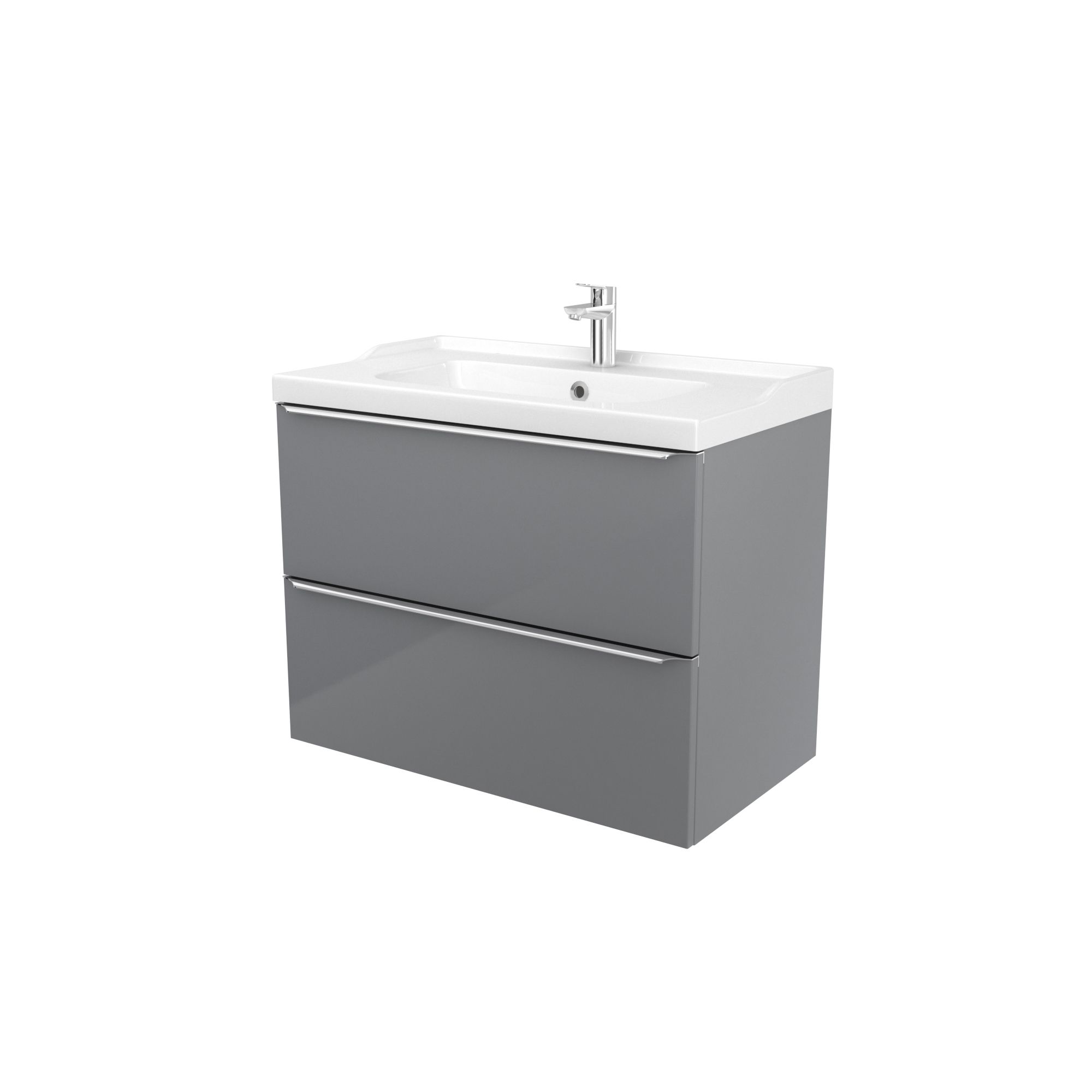 GoodHome Imandra Grey Wall-mounted Vanity unit & basin set - Includes ...