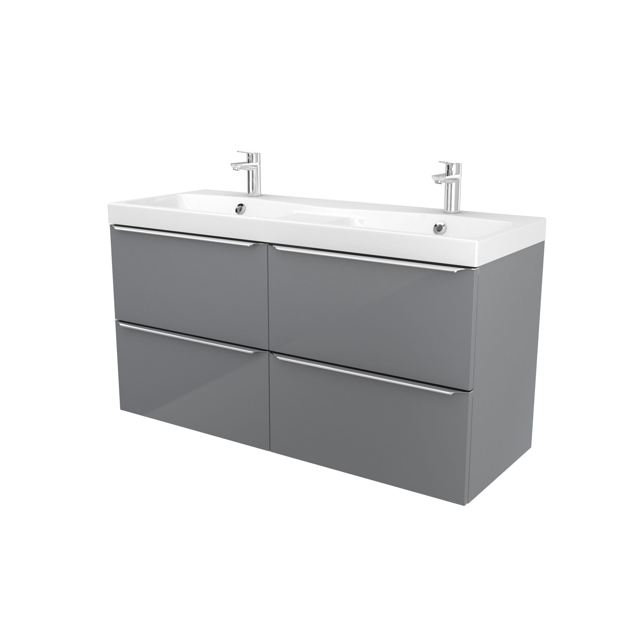 GoodHome Imandra Grey Wall-mounted Vanity unit & basin set - Includes ...