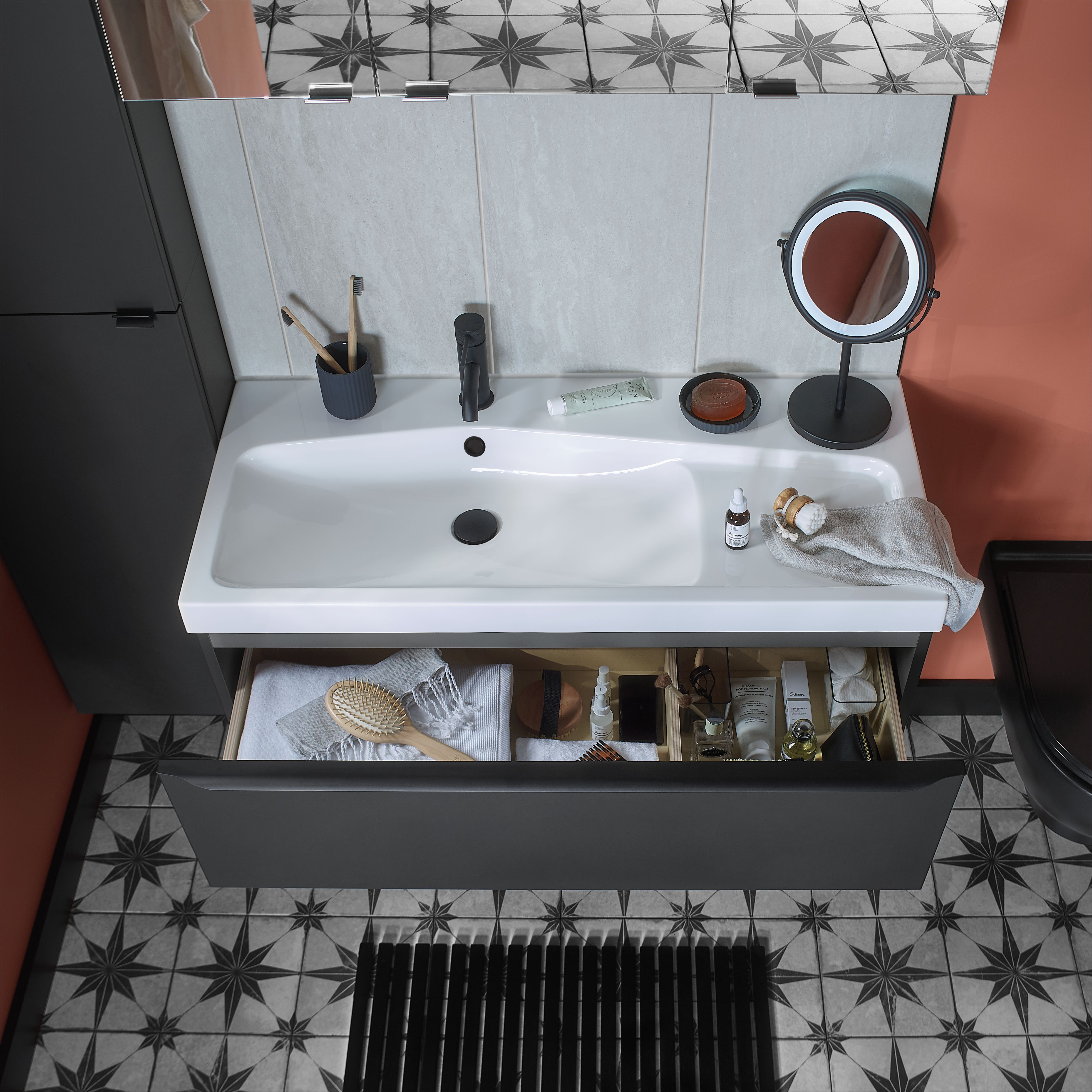 GoodHome Imandra Matt Black Wall-mounted Bathroom Cabinet (H) 600mm (W ...