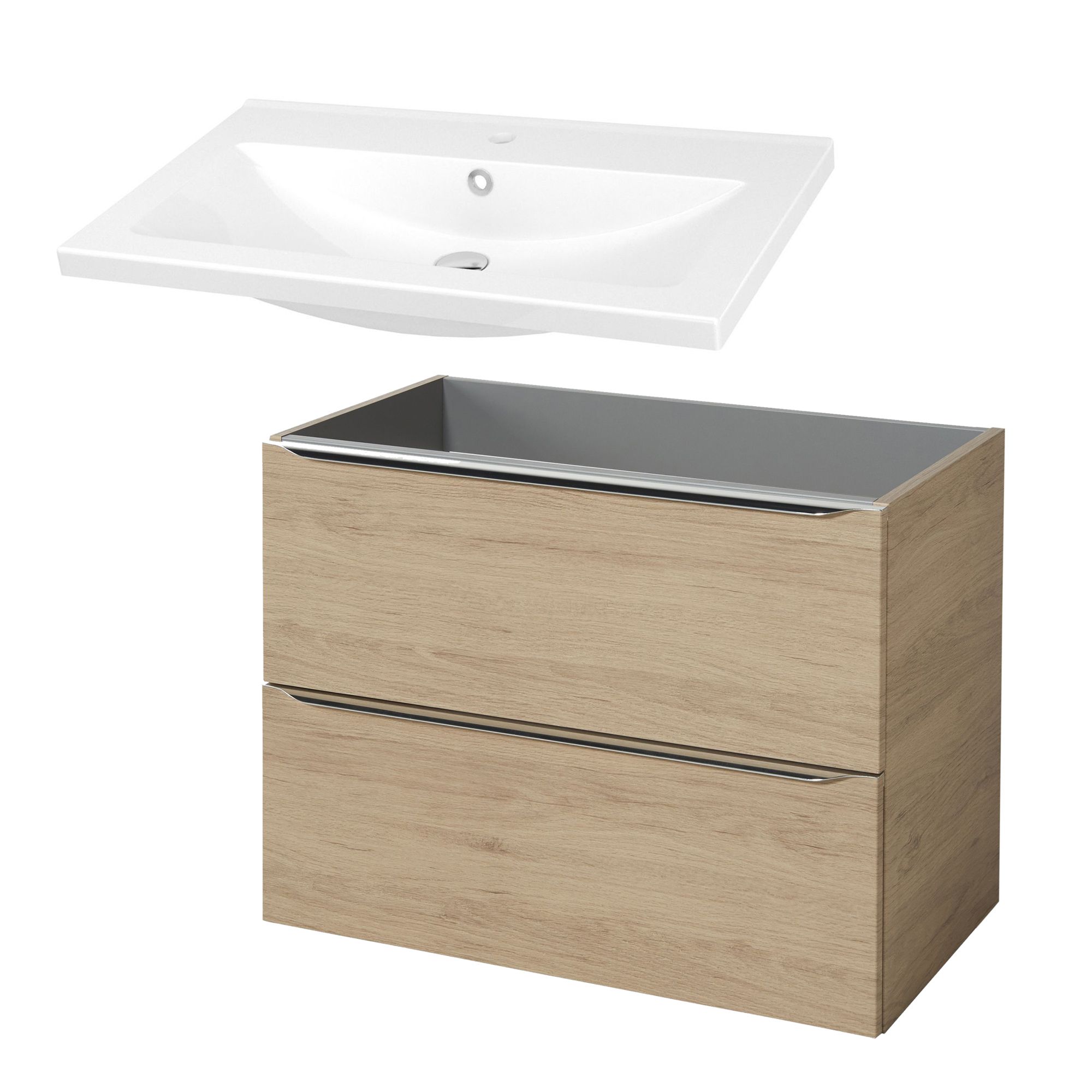 GoodHome Imandra Oak effect Freestanding Vanity unit & basin set ...