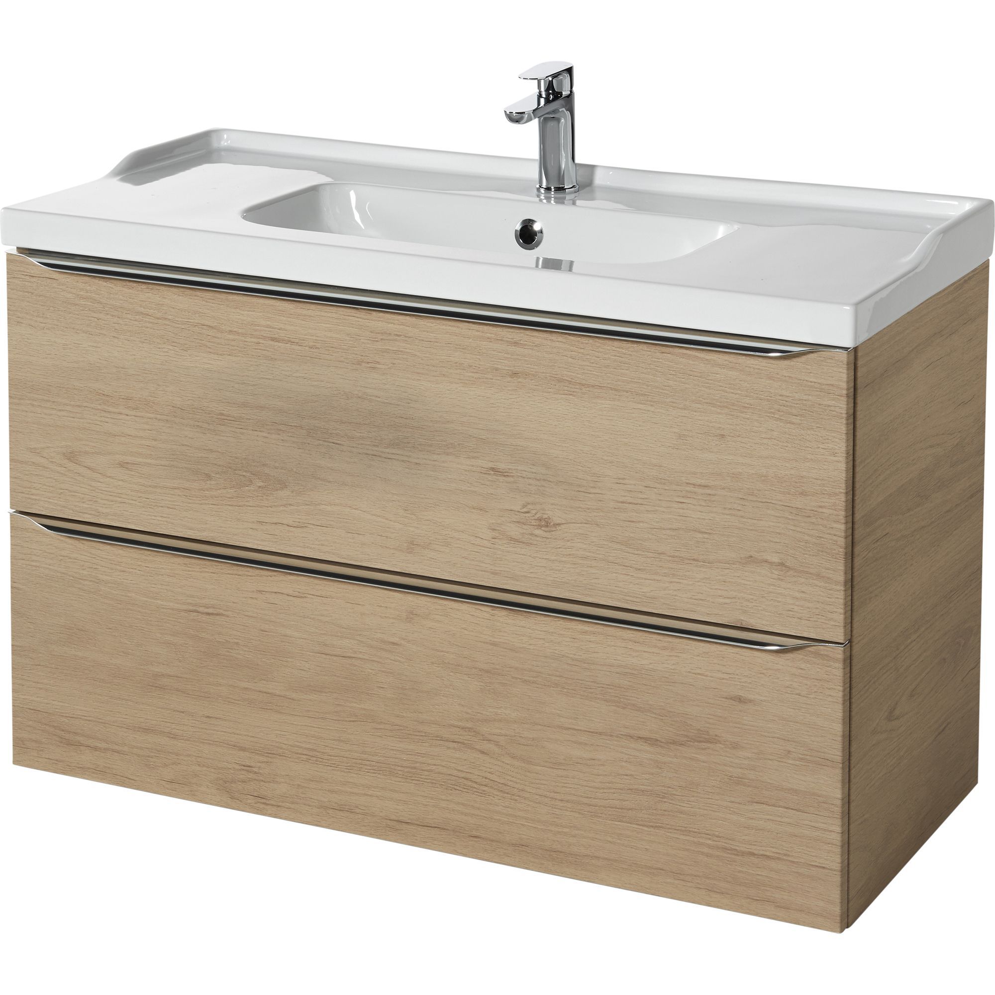 GoodHome Imandra Oak effect Vanity unit & basin set (W)1004mm | DIY at B&Q