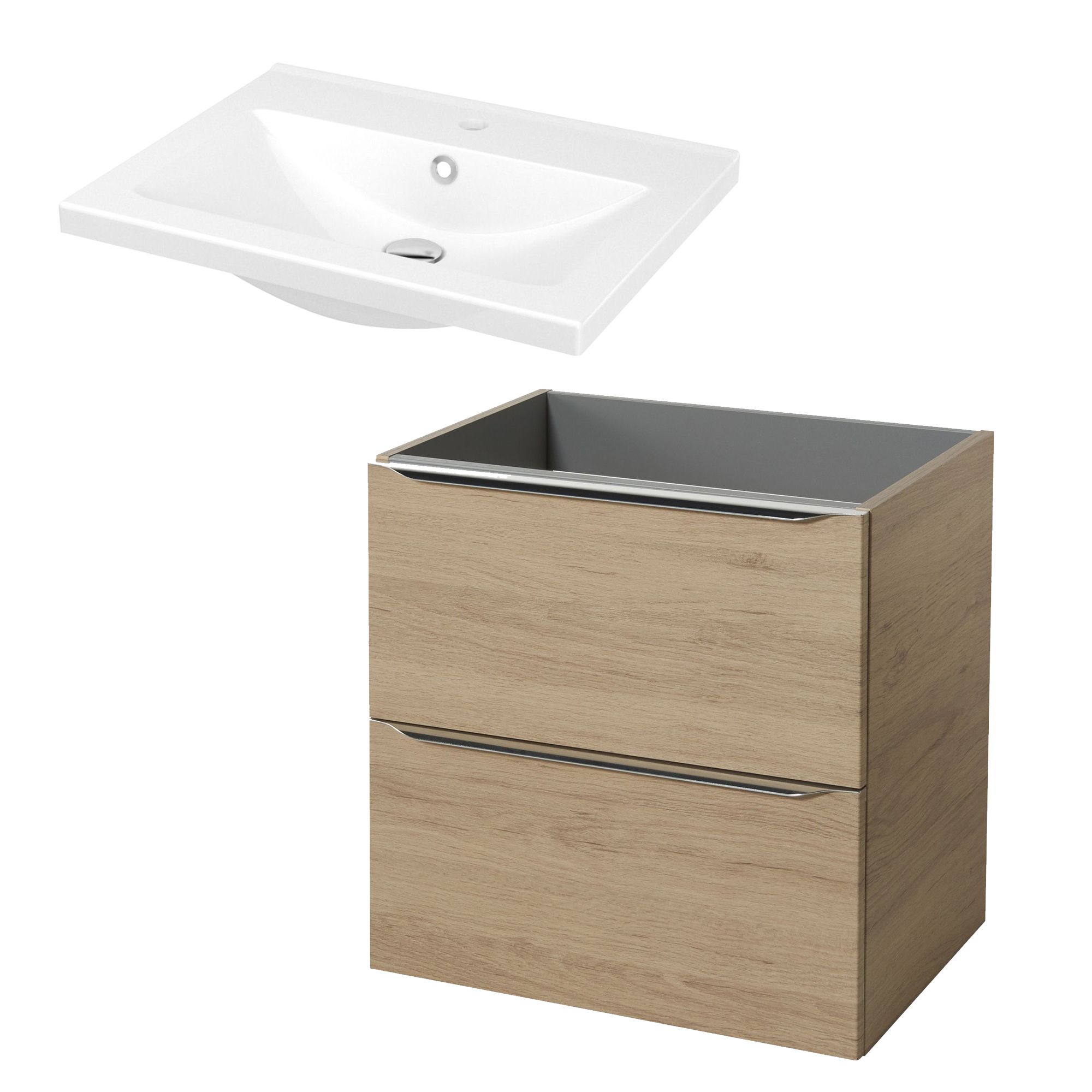 GoodHome Imandra Oak effect Vanity unit & basin set (W)604mm | DIY at B&Q