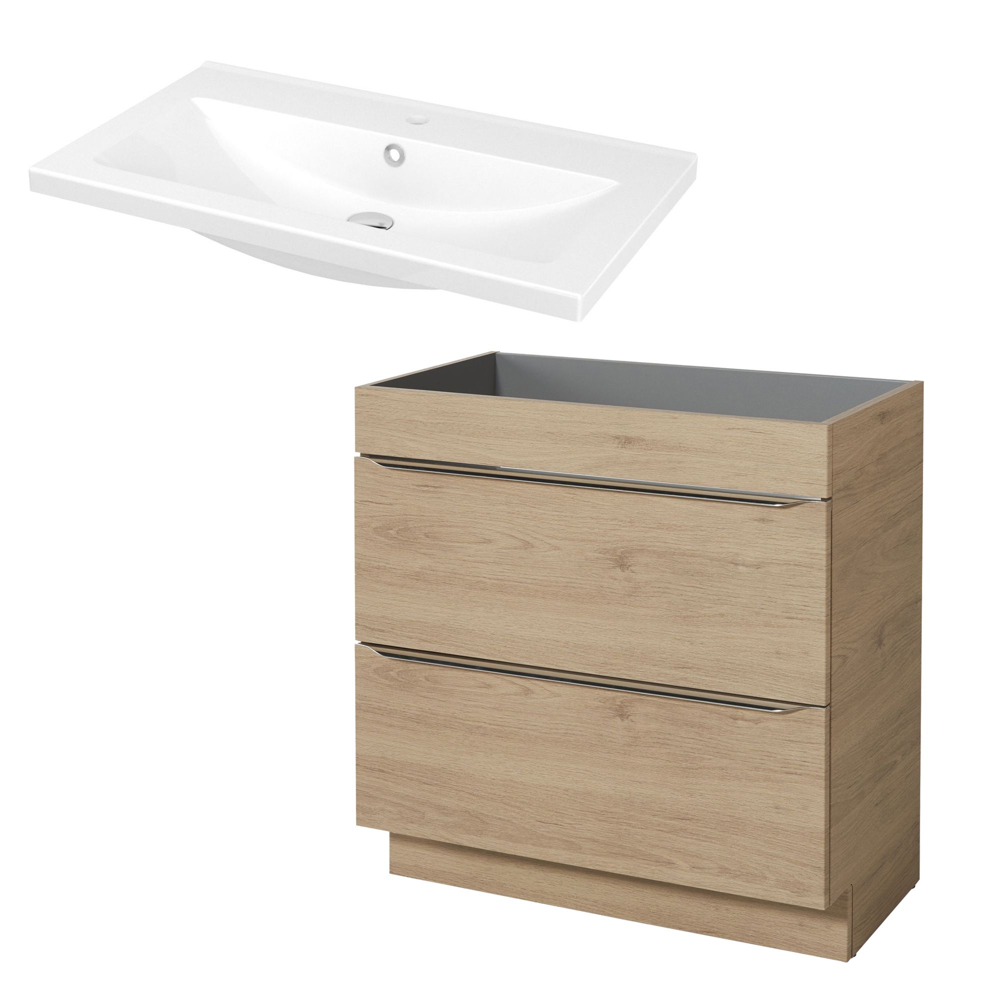 GoodHome Imandra Oak effect Vanity unit & basin set (W)804mm | DIY at B&Q