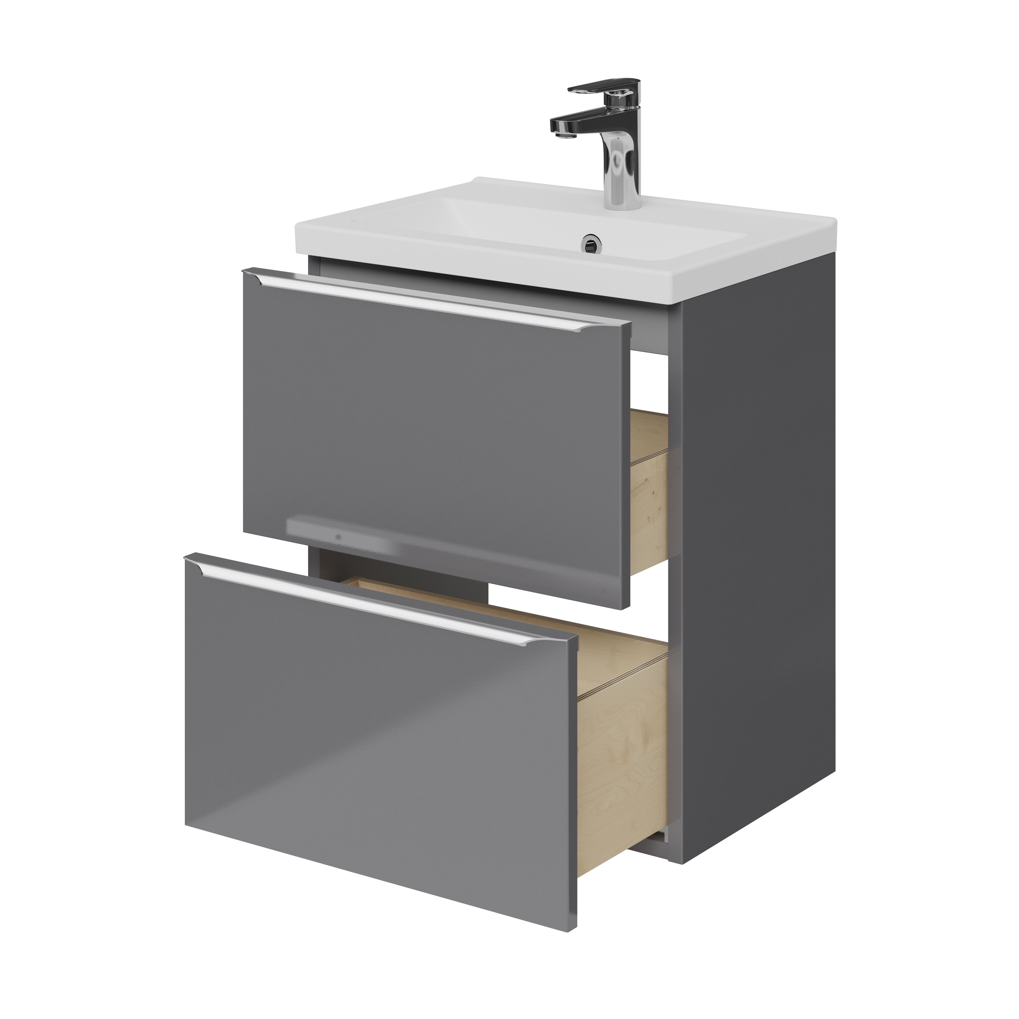 GoodHome Imandra Slimline Gloss Grey Wall-mounted Bathroom Cabinet (H ...