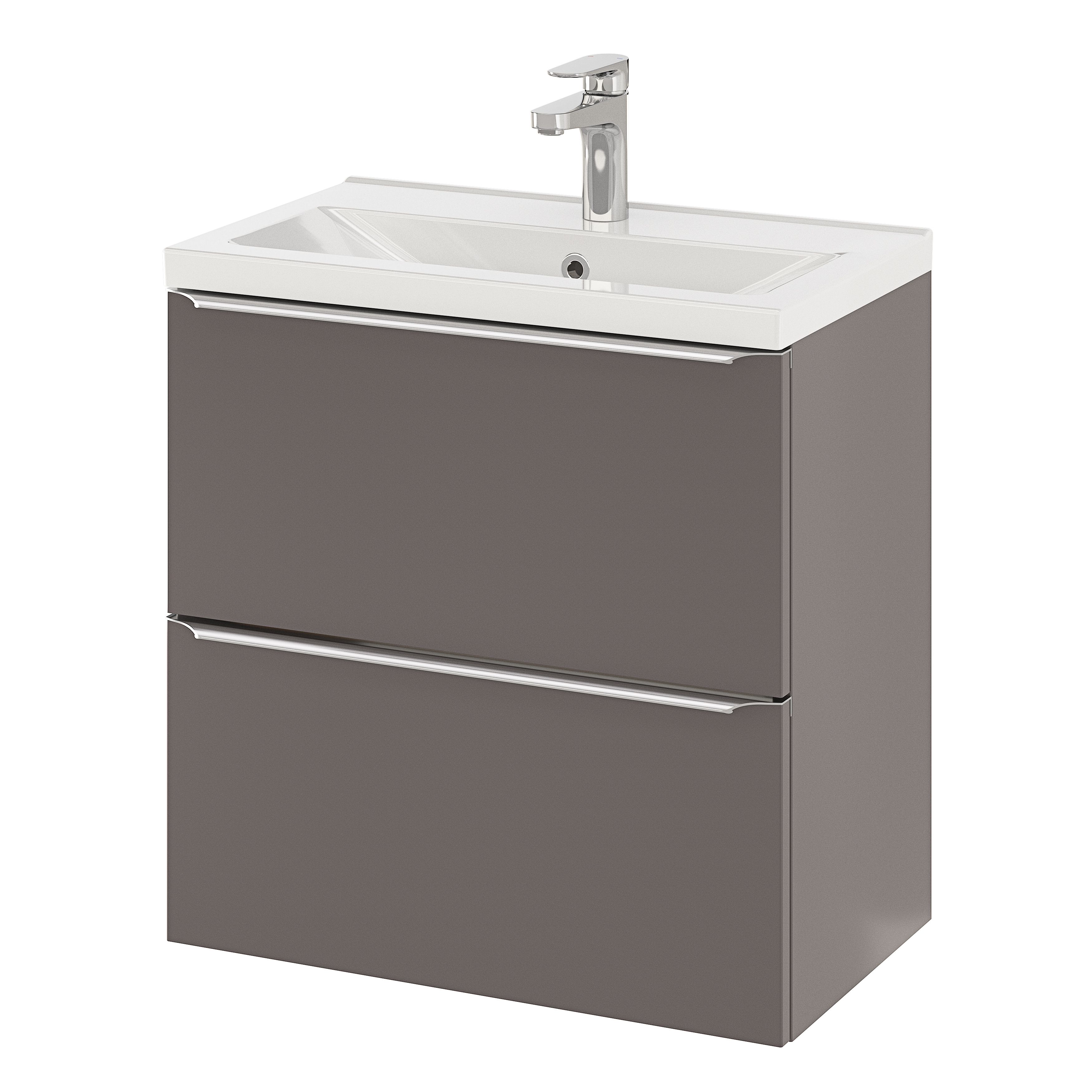 GoodHome Imandra Slimline Gloss Warm Grey Wall-mounted Bathroom Cabinet ...