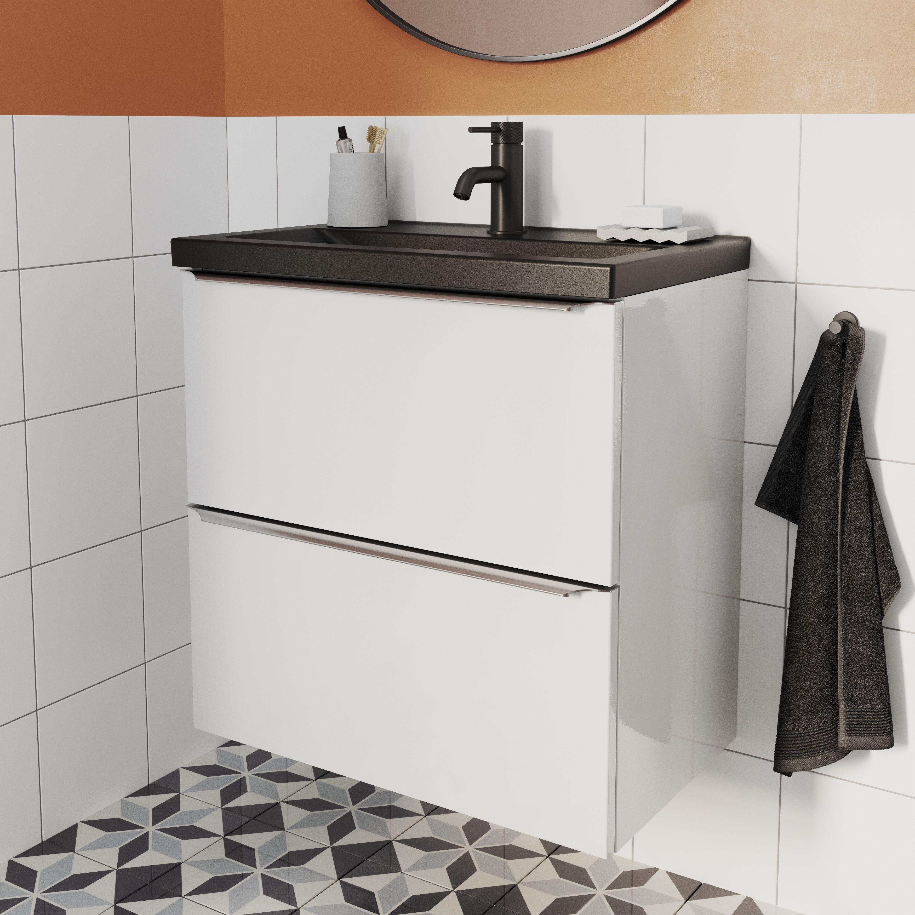 GoodHome Imandra Slimline Gloss White Wall-mounted Bathroom Cabinet (H ...