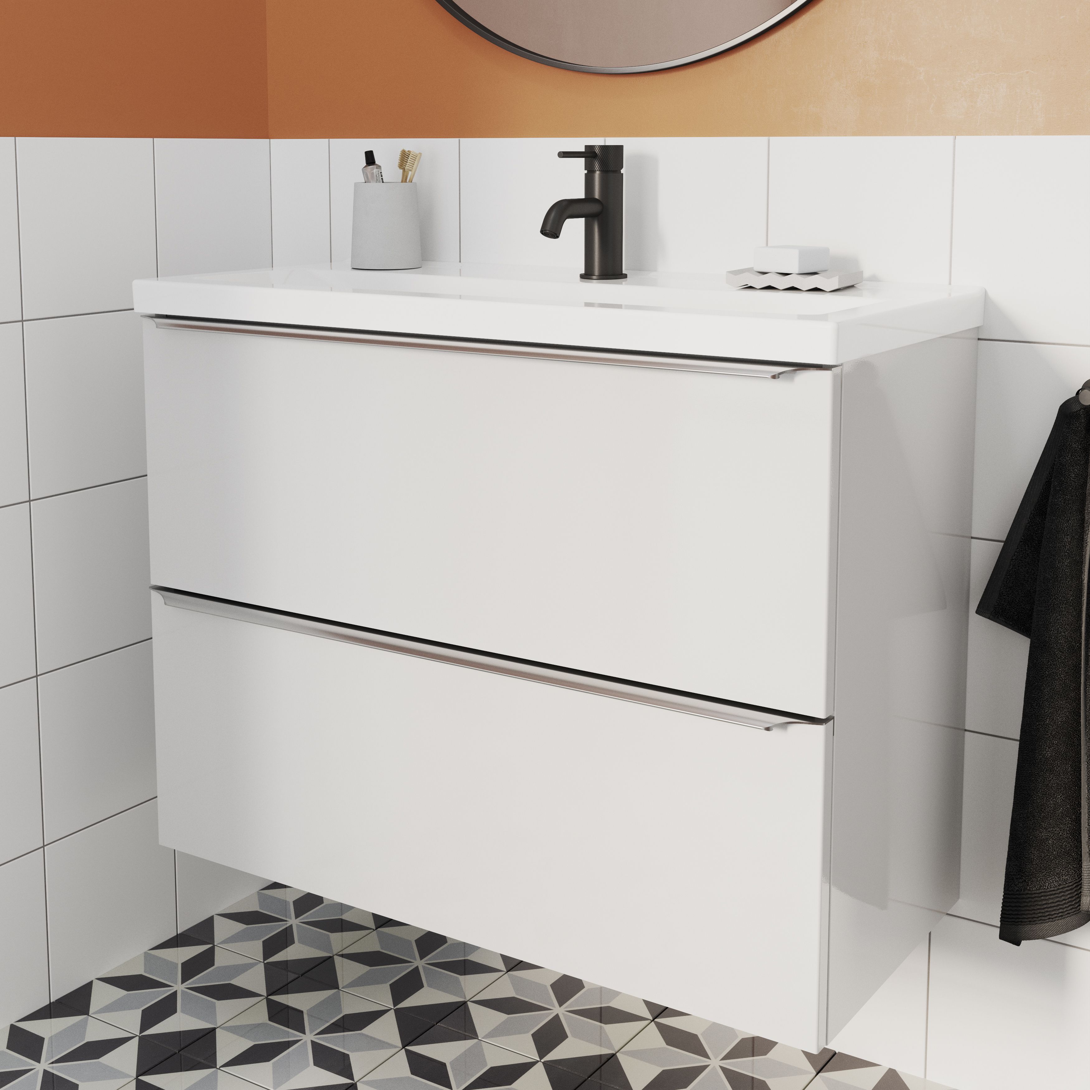 GoodHome Imandra Slimline Gloss White Wall-mounted Bathroom Cabinet (H ...