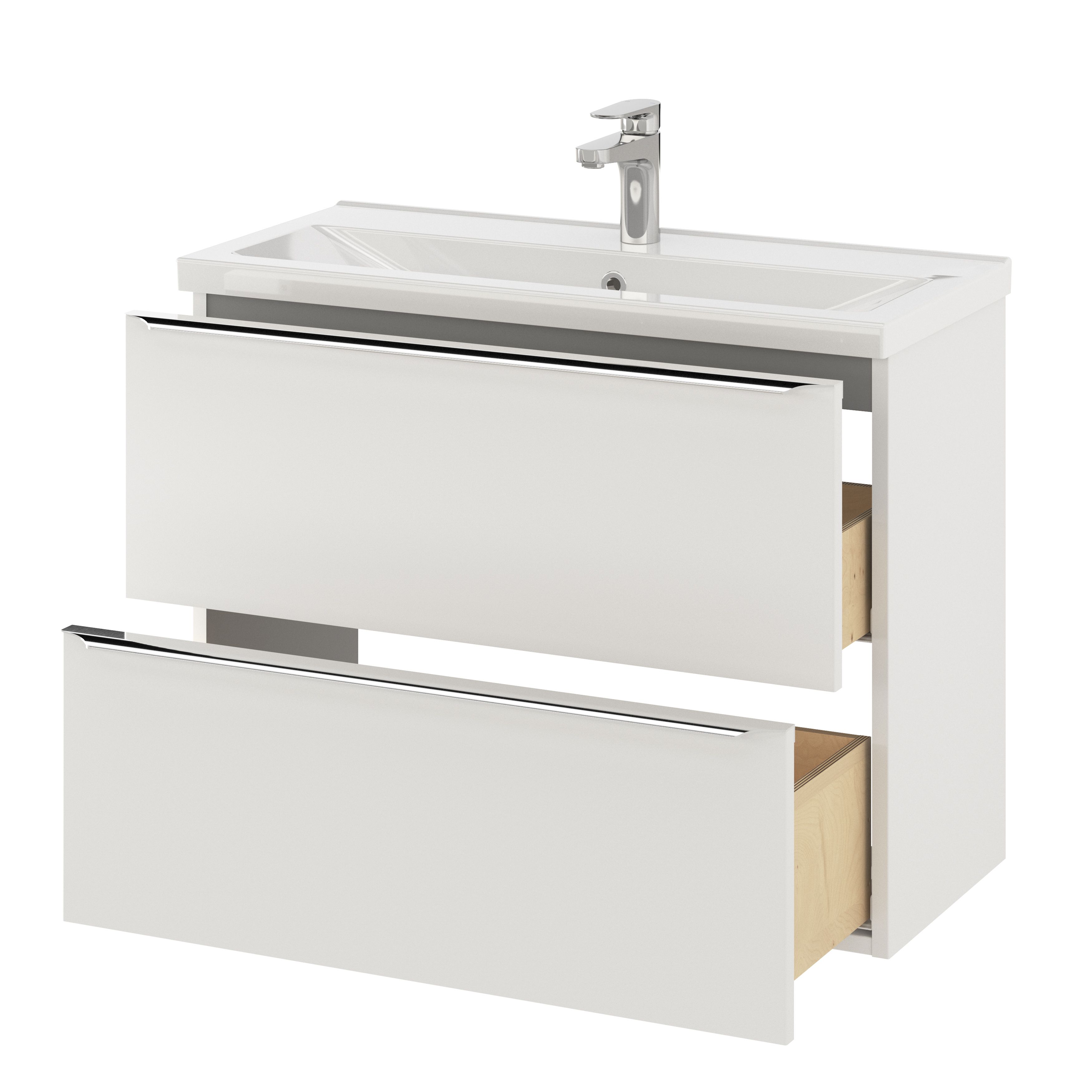 GoodHome Imandra Slimline Gloss White Wall-mounted Bathroom Cabinet (H ...