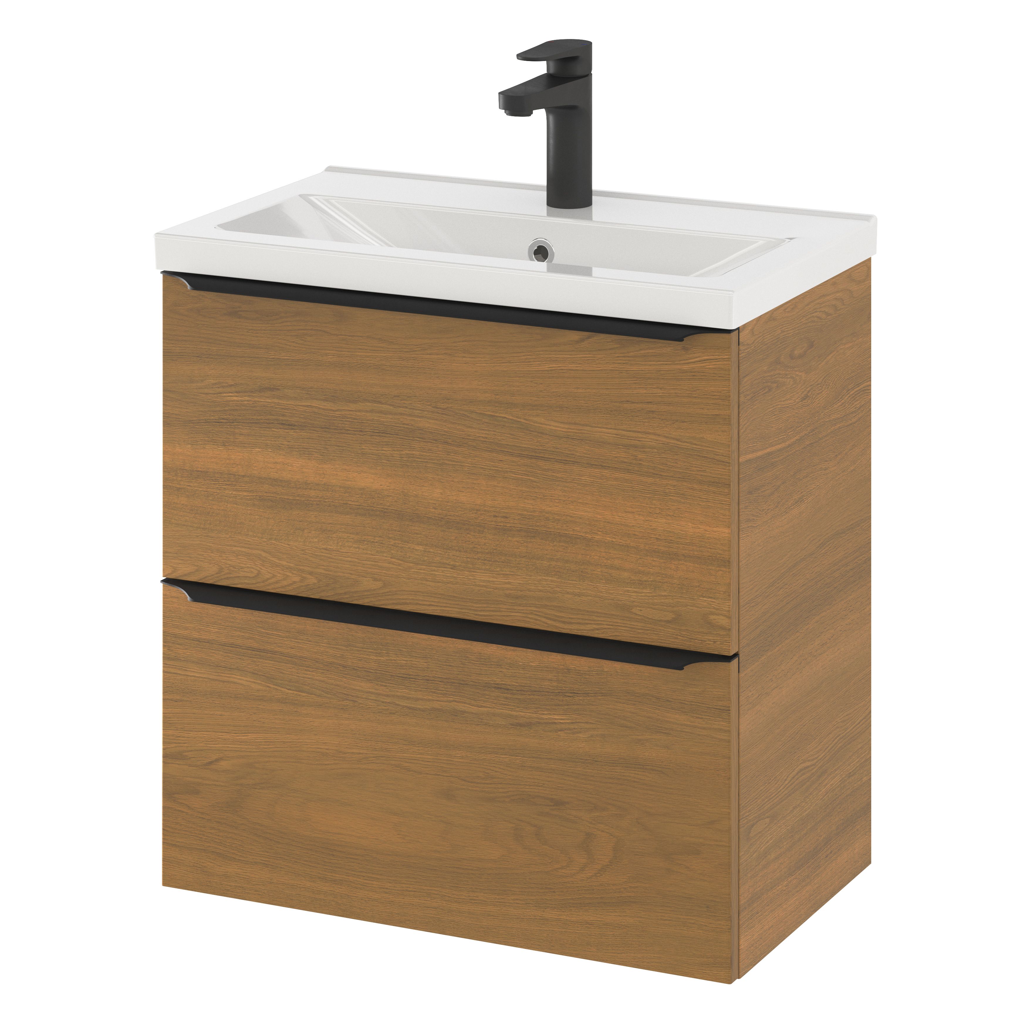 GoodHome Imandra Slimline Walnut effect Wall-mounted Bathroom Cabinet ...