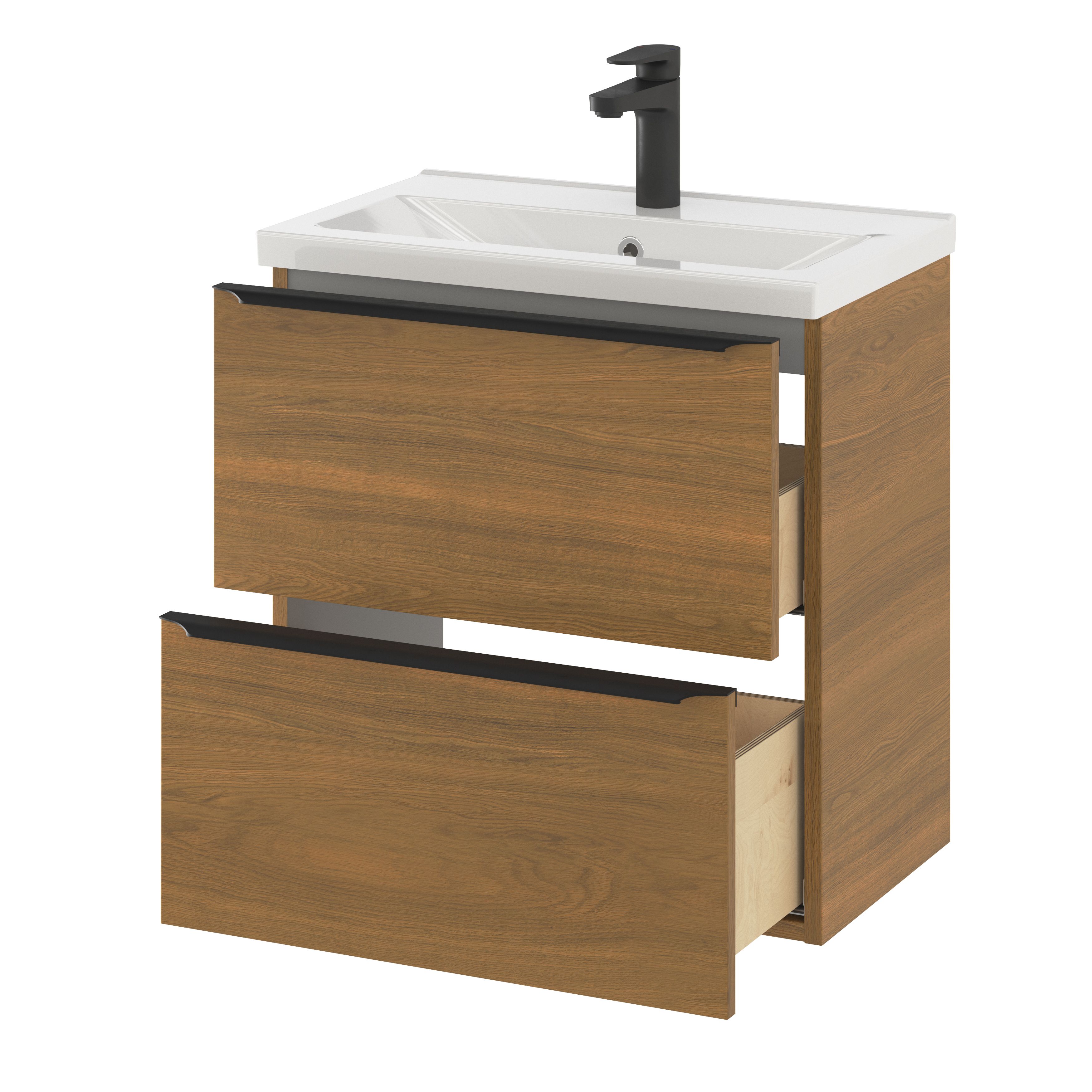 GoodHome Imandra Slimline Walnut effect Wall-mounted Bathroom Cabinet ...