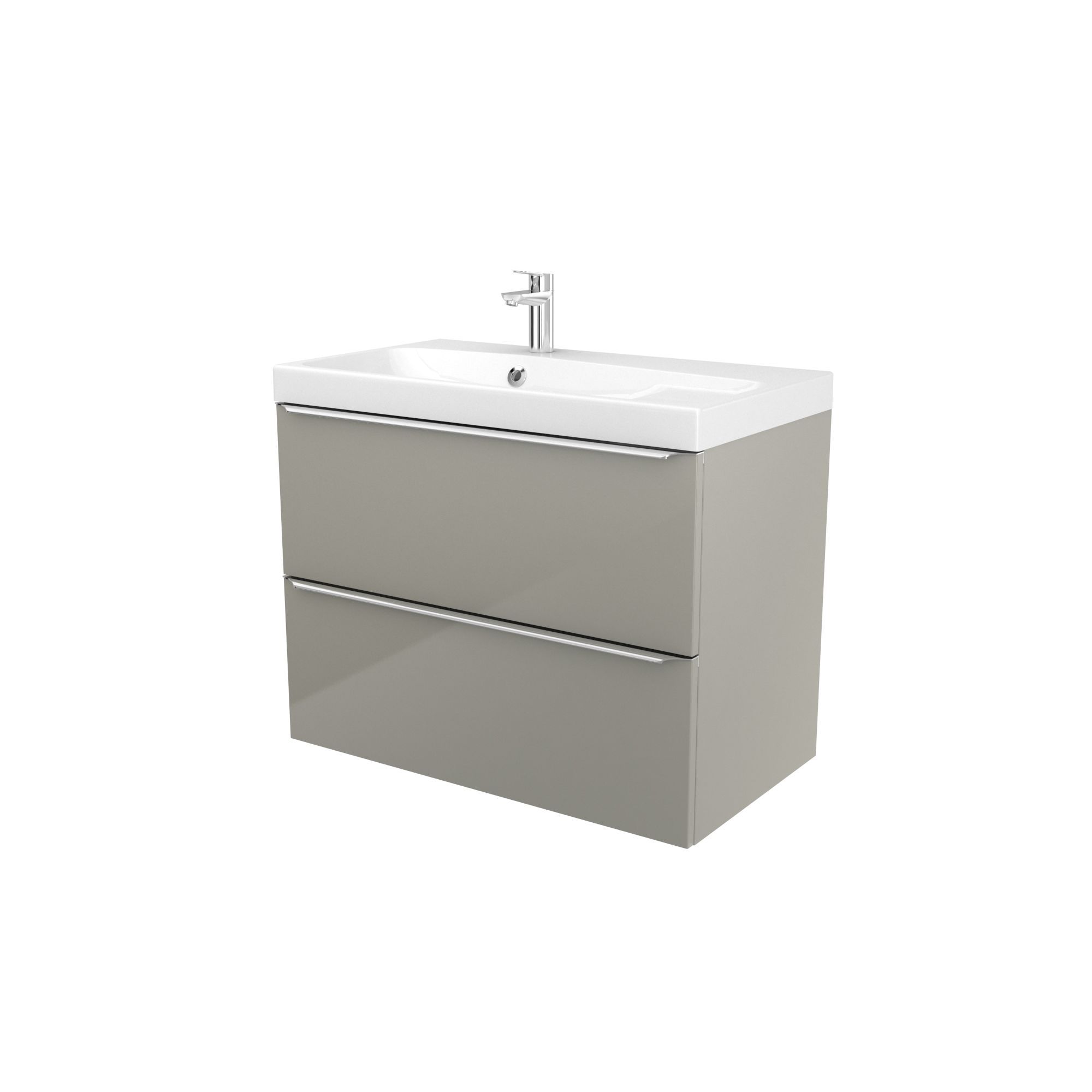GoodHome Imandra Taupe Wall-mounted Vanity unit & basin set - Includes ...