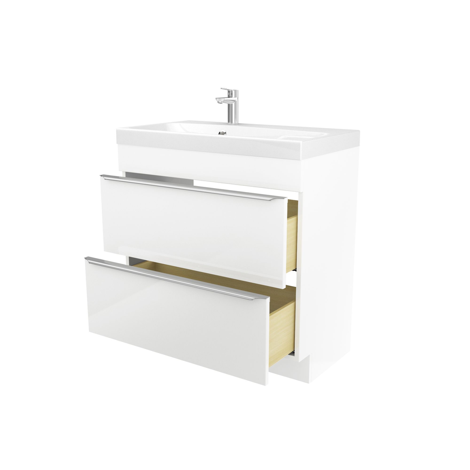 GoodHome Imandra White Freestanding Vanity unit & basin set - Includes ...