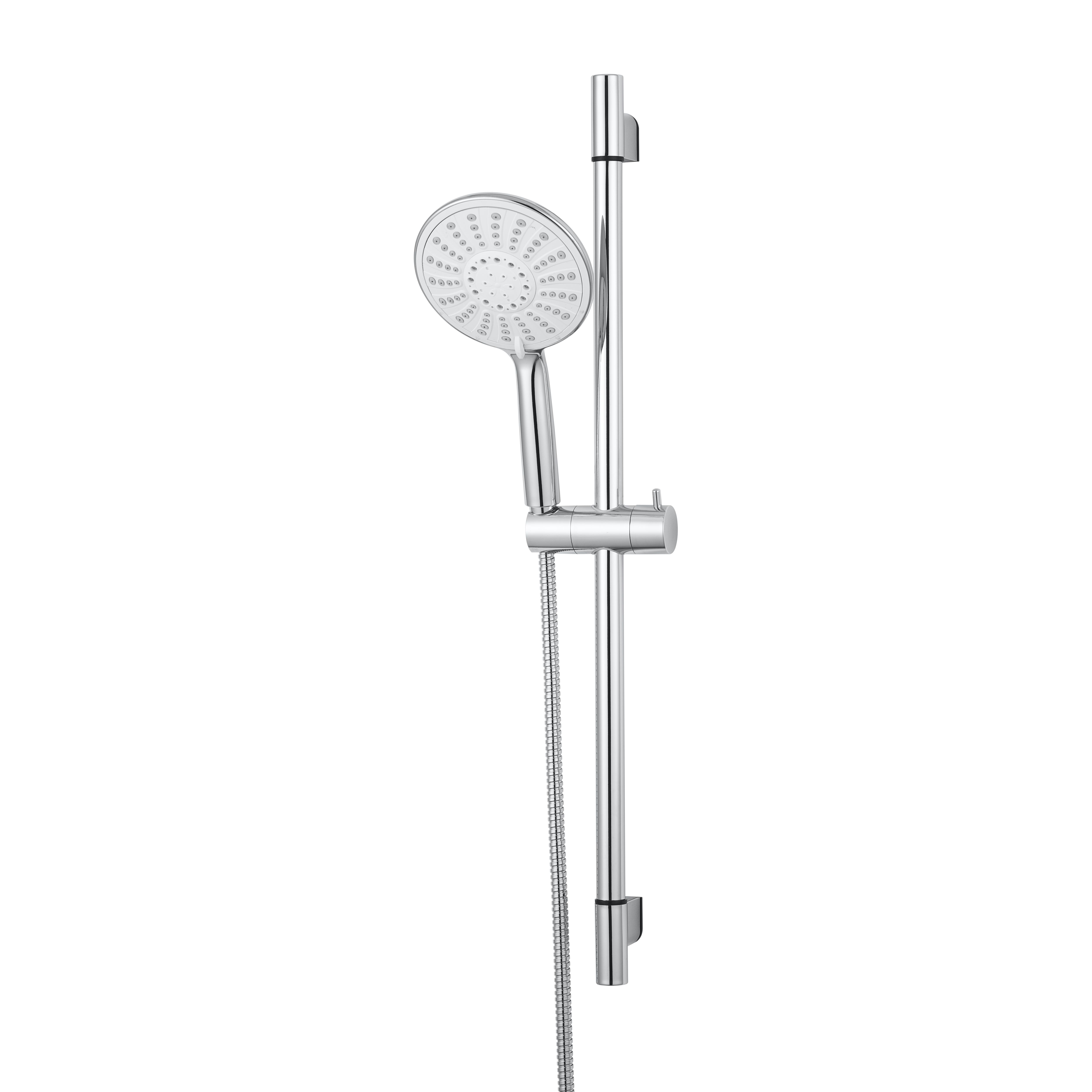GoodHome Imelda Chrome effect 5-spray pattern Wall-mounted Shower riser ...