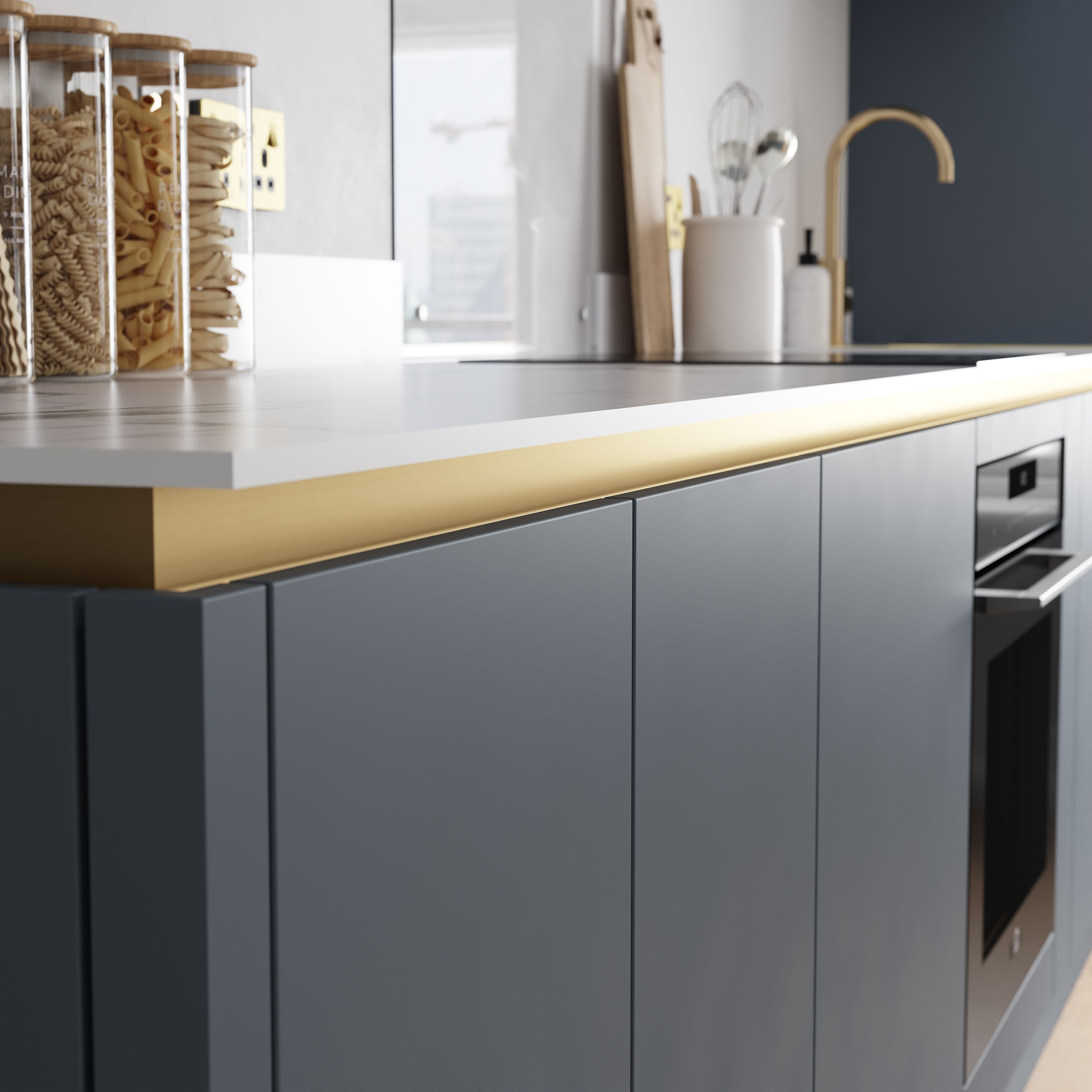 GoodHome Innovo Satin Brushed brass effect Under worktop rail