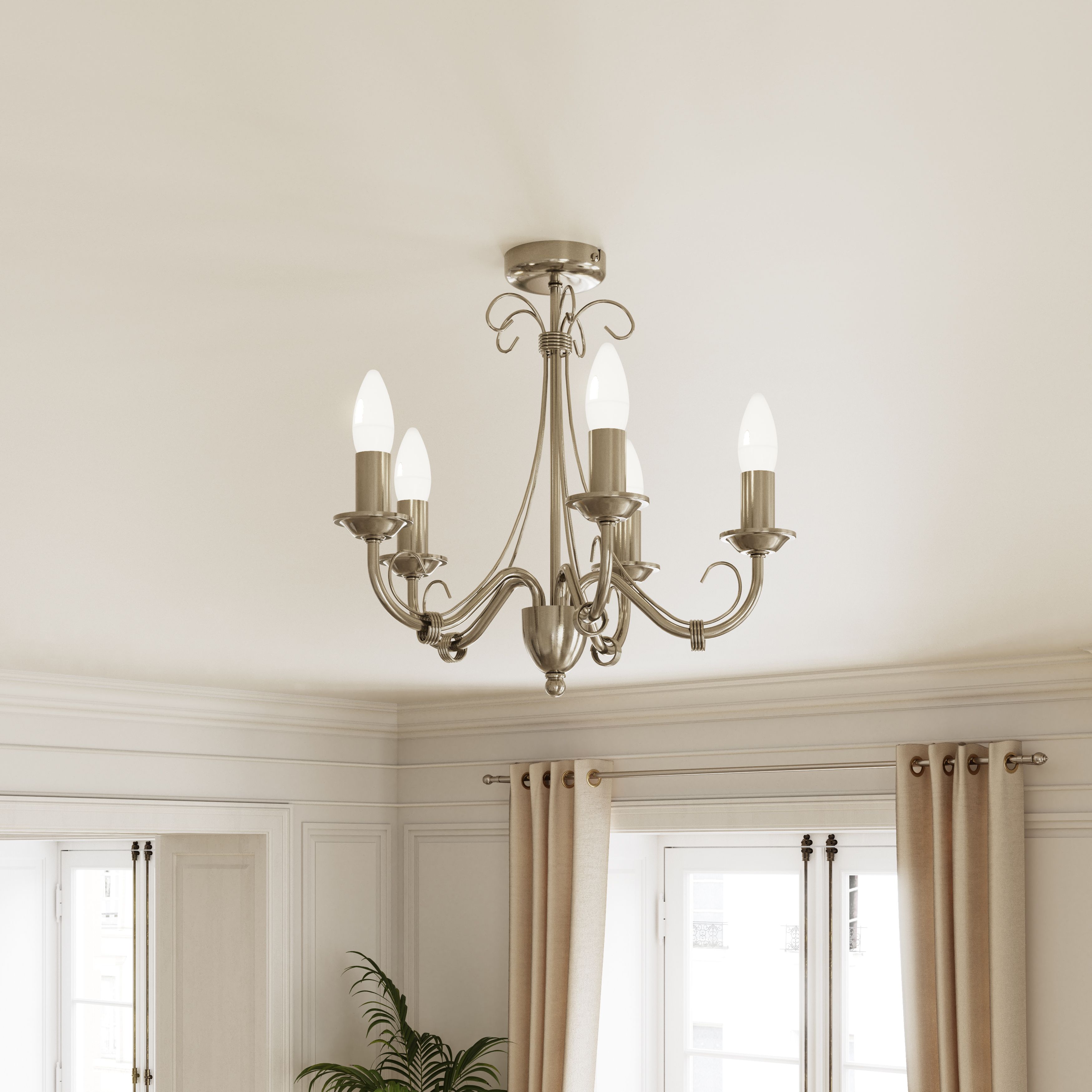 GoodHome Inuus Vintage Metal Antique brass effect 5 Lamp Ceiling light