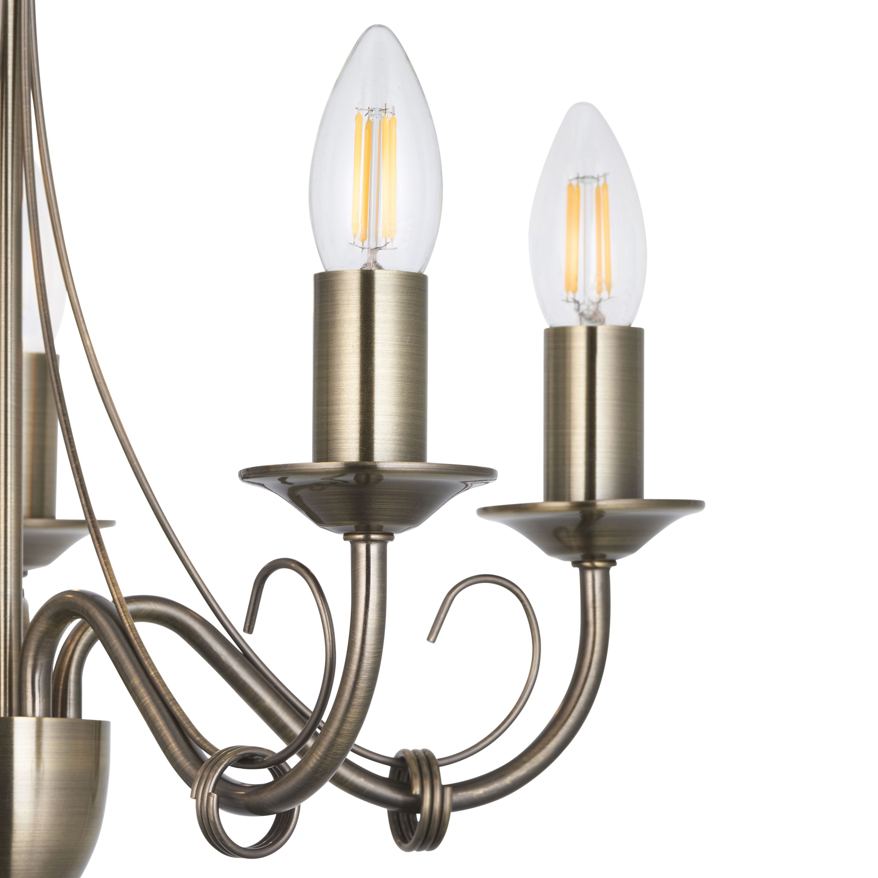 GoodHome Inuus Vintage Metal Antique brass effect 5 Lamp Ceiling light