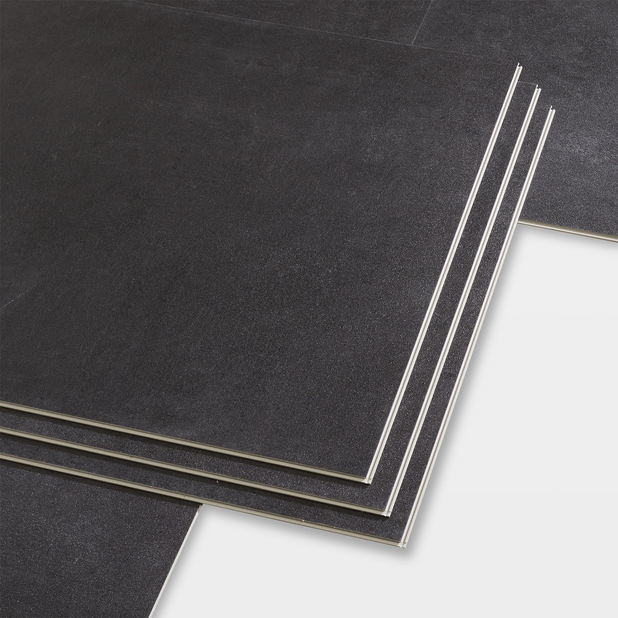 GoodHome Jazy Black Slate Stone tile effect Textured Click vinyl Tile