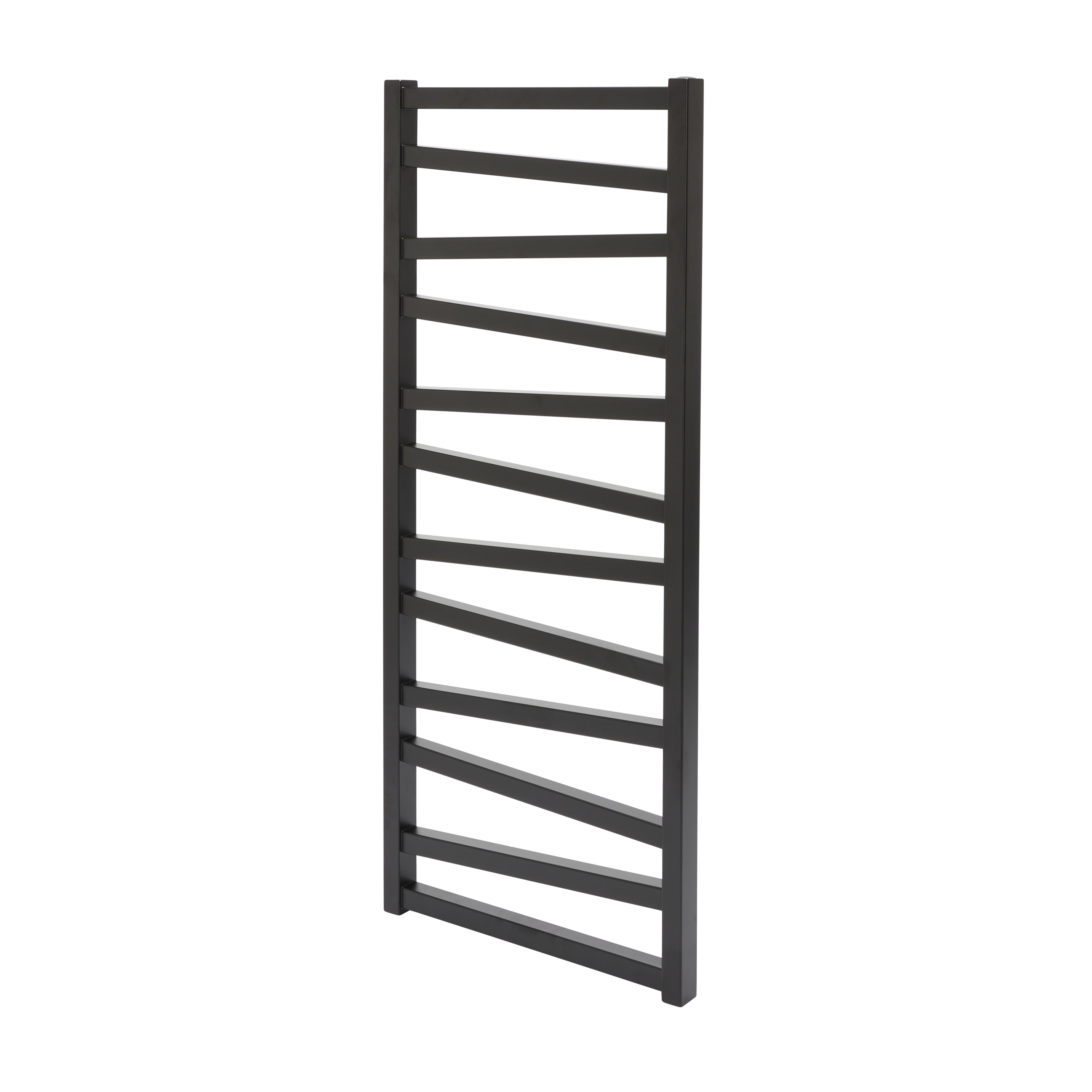 GoodHome Joinville, Black Vertical Flat Towel radiator (W)500mm x (H ...