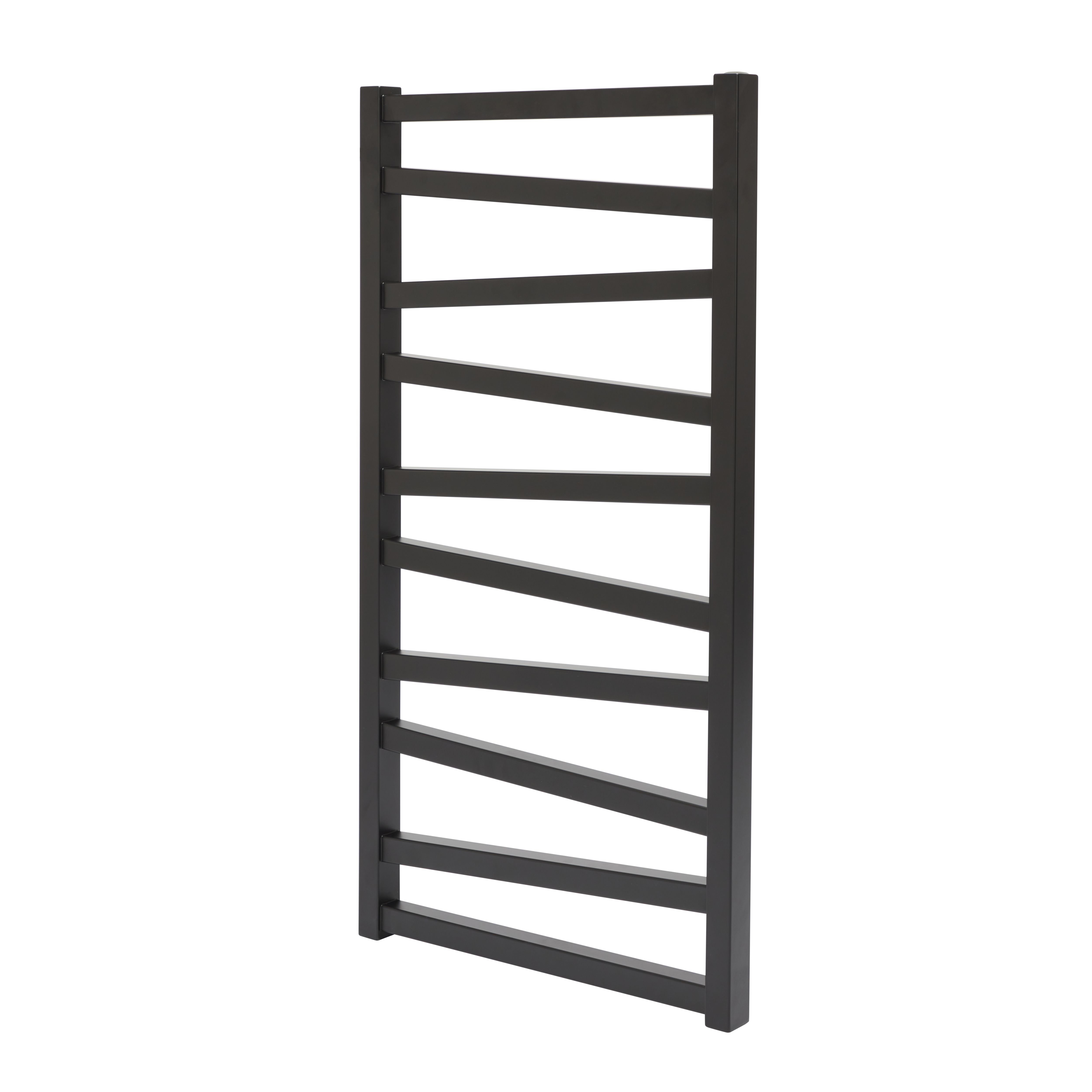 GoodHome Joinville, Black Vertical Flat Towel radiator (W)500mm x (H ...