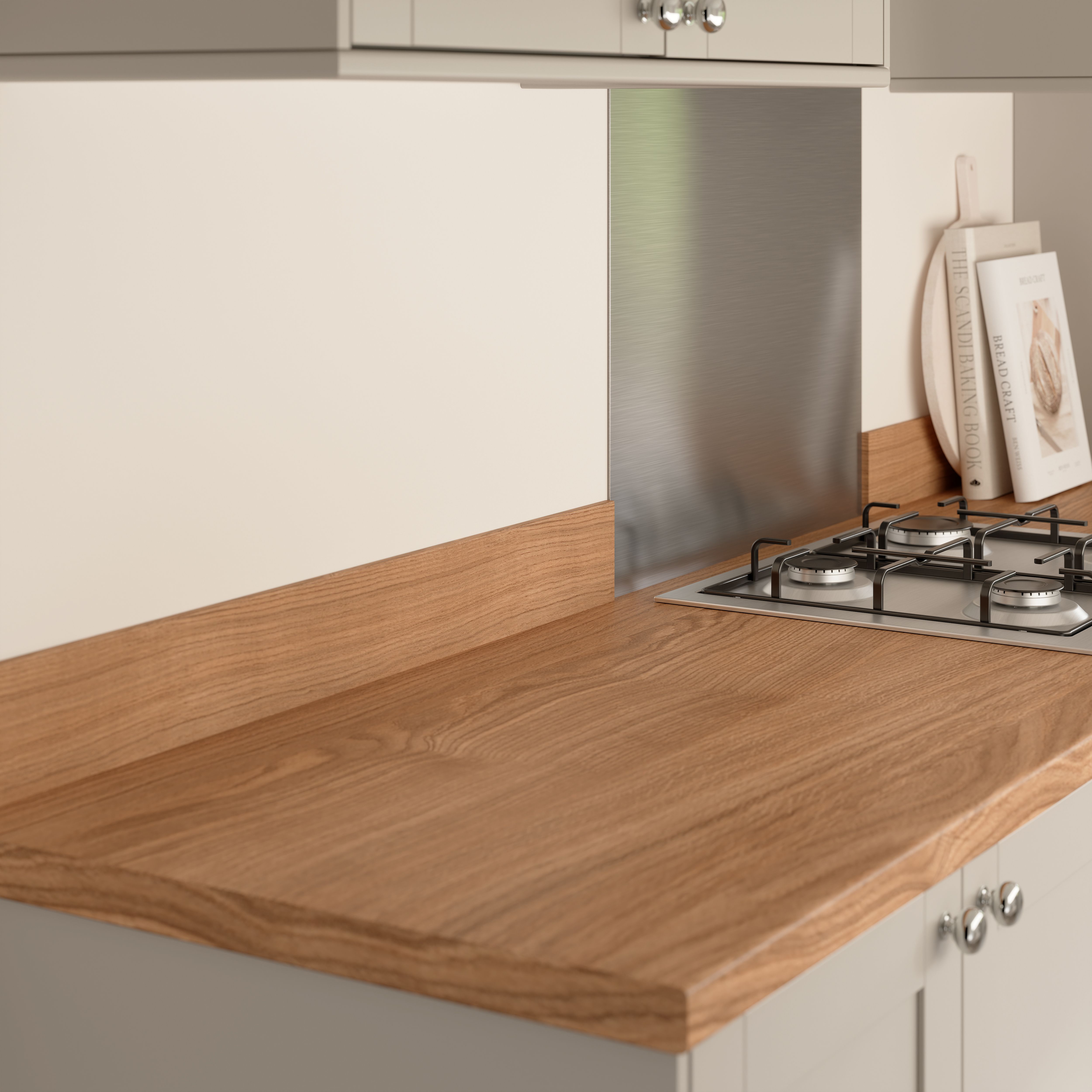GoodHome Kabsa Matt Warm Oak effect Laminate Kitchen Upstand (L)3000mm