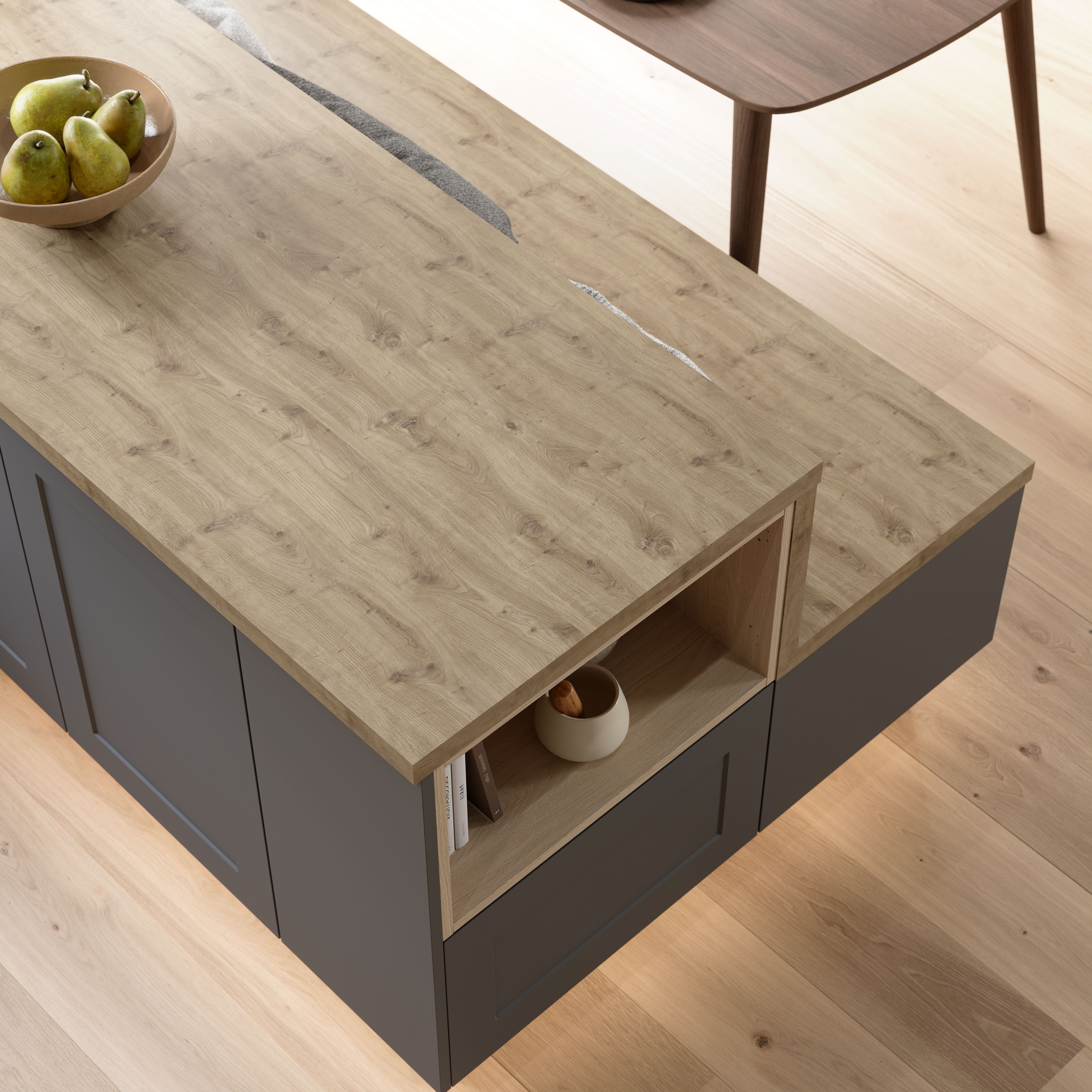 GoodHome Kala Oak effect Laminate Square edge Kitchen Breakfast bar, (L ...