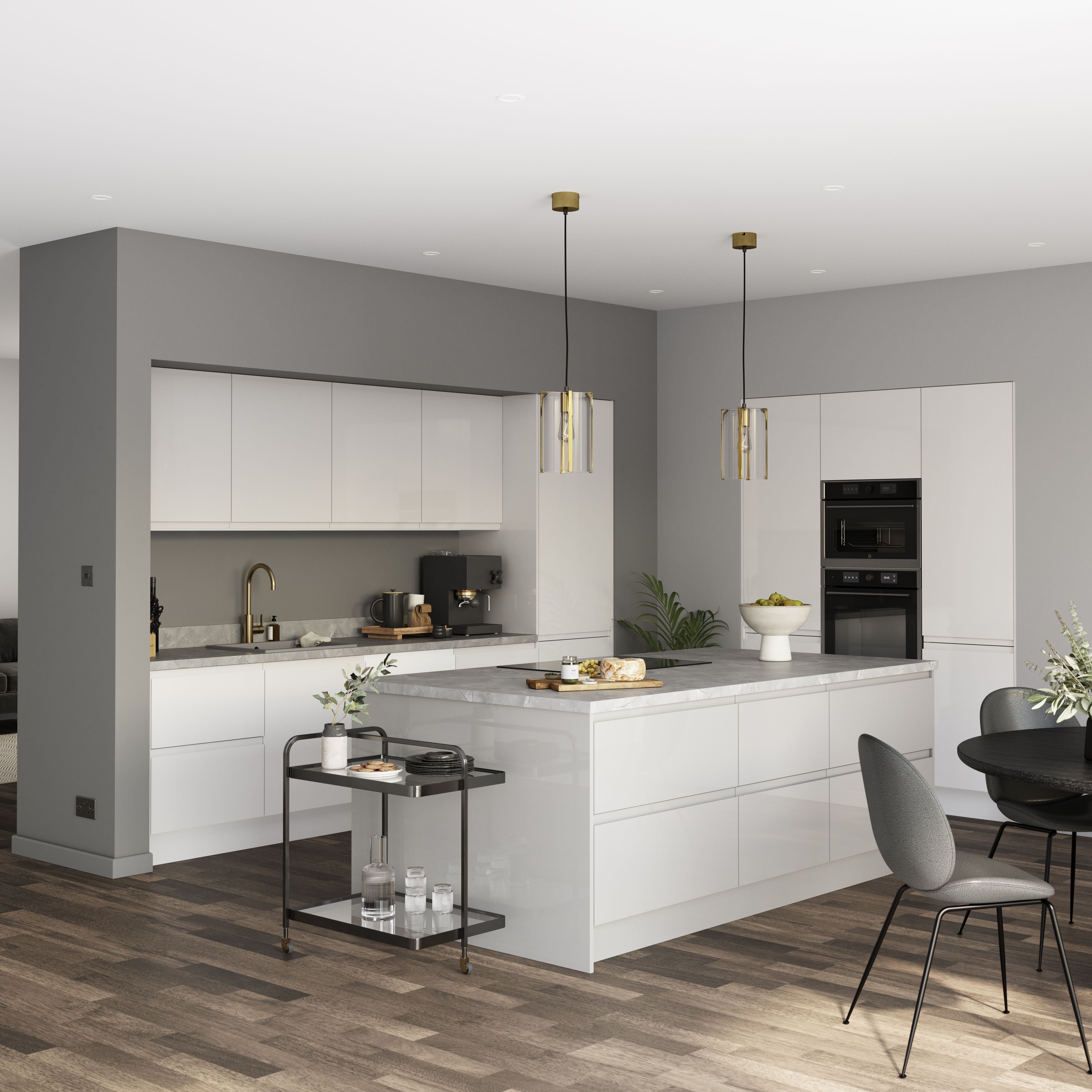 GoodHome Kala Pietra Satin Grey Chipboard & laminate Upstand (L)3000mm