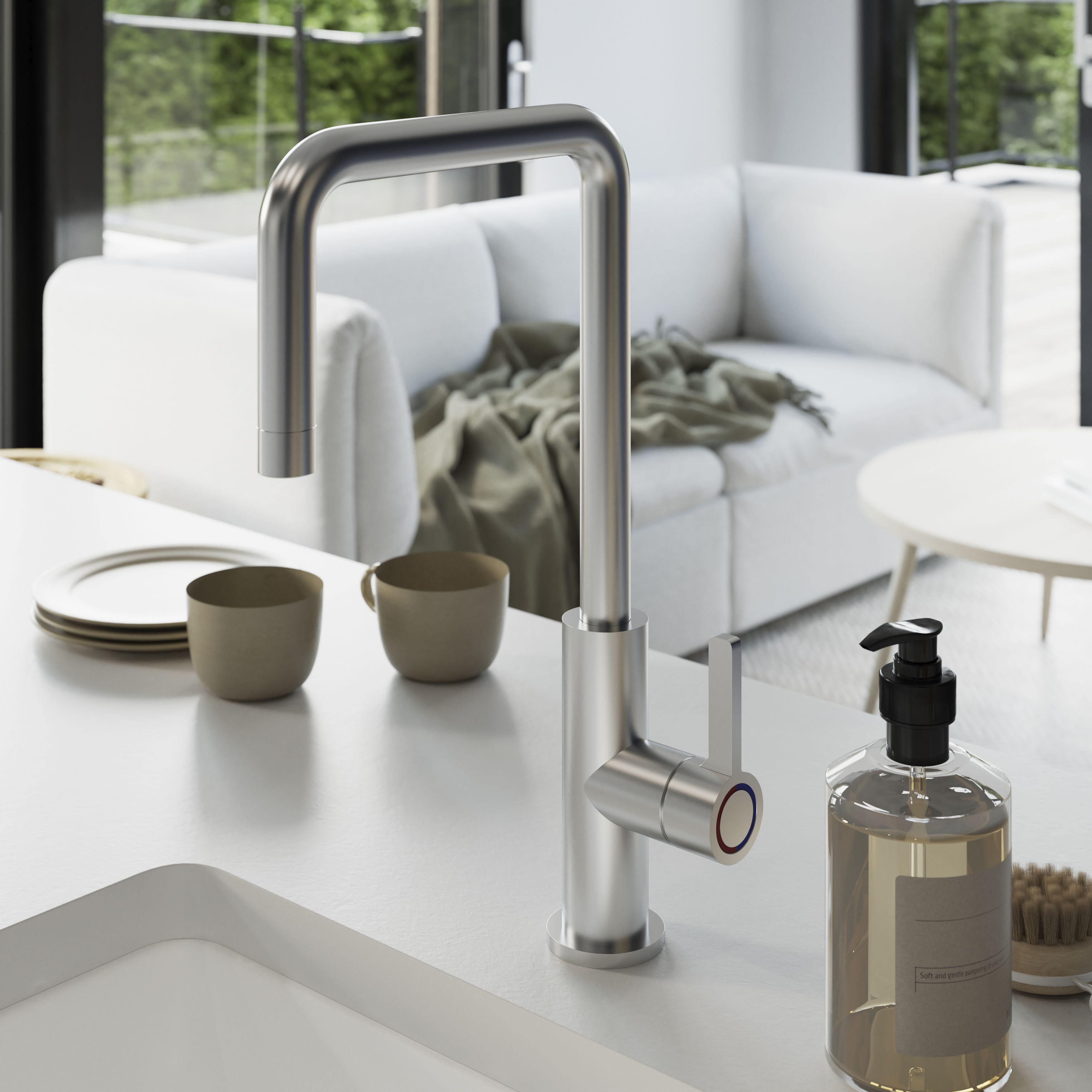 GoodHome Kamut Chrome-plated Kitchen Side lever Tap