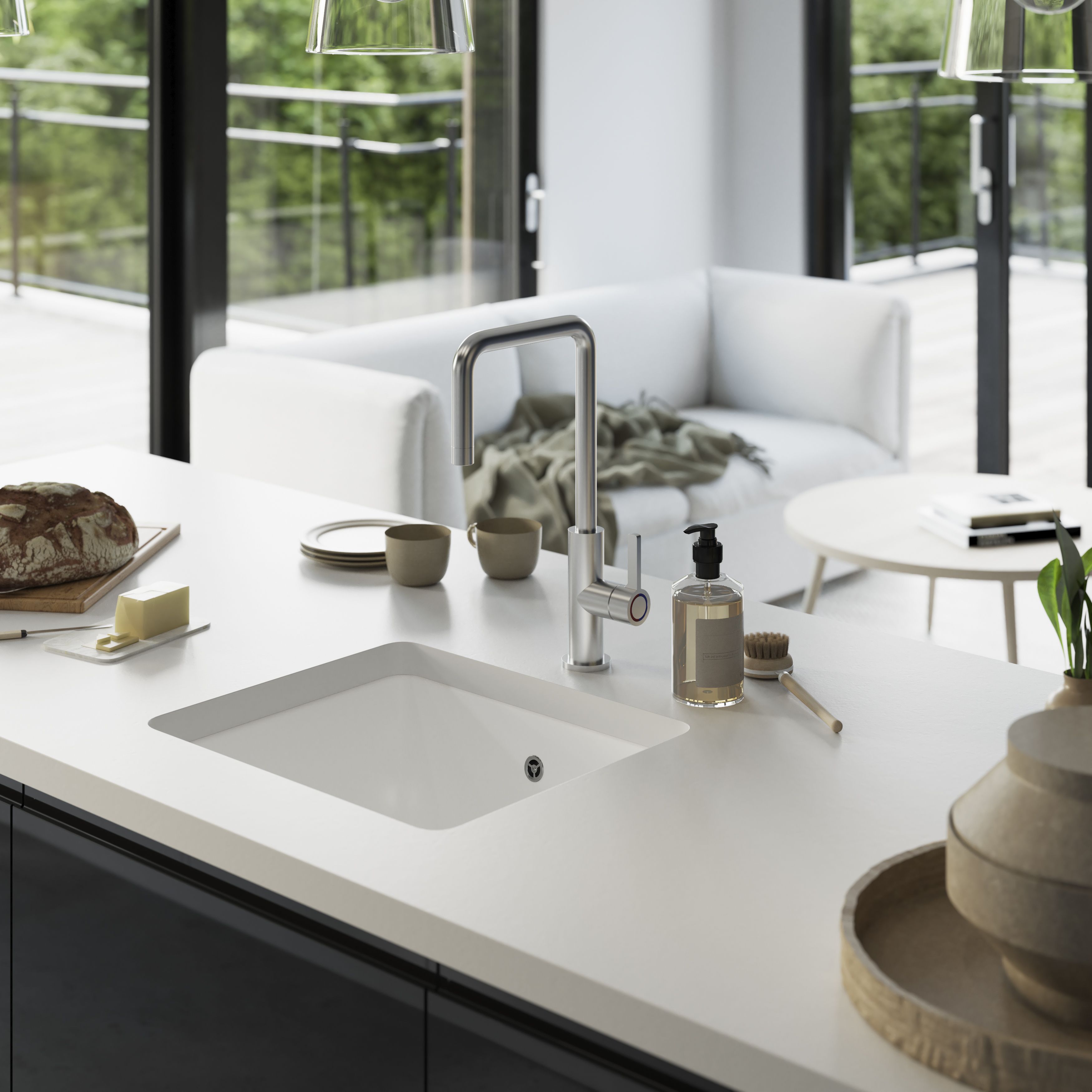 GoodHome Kamut Chrome-plated Kitchen Side lever Tap