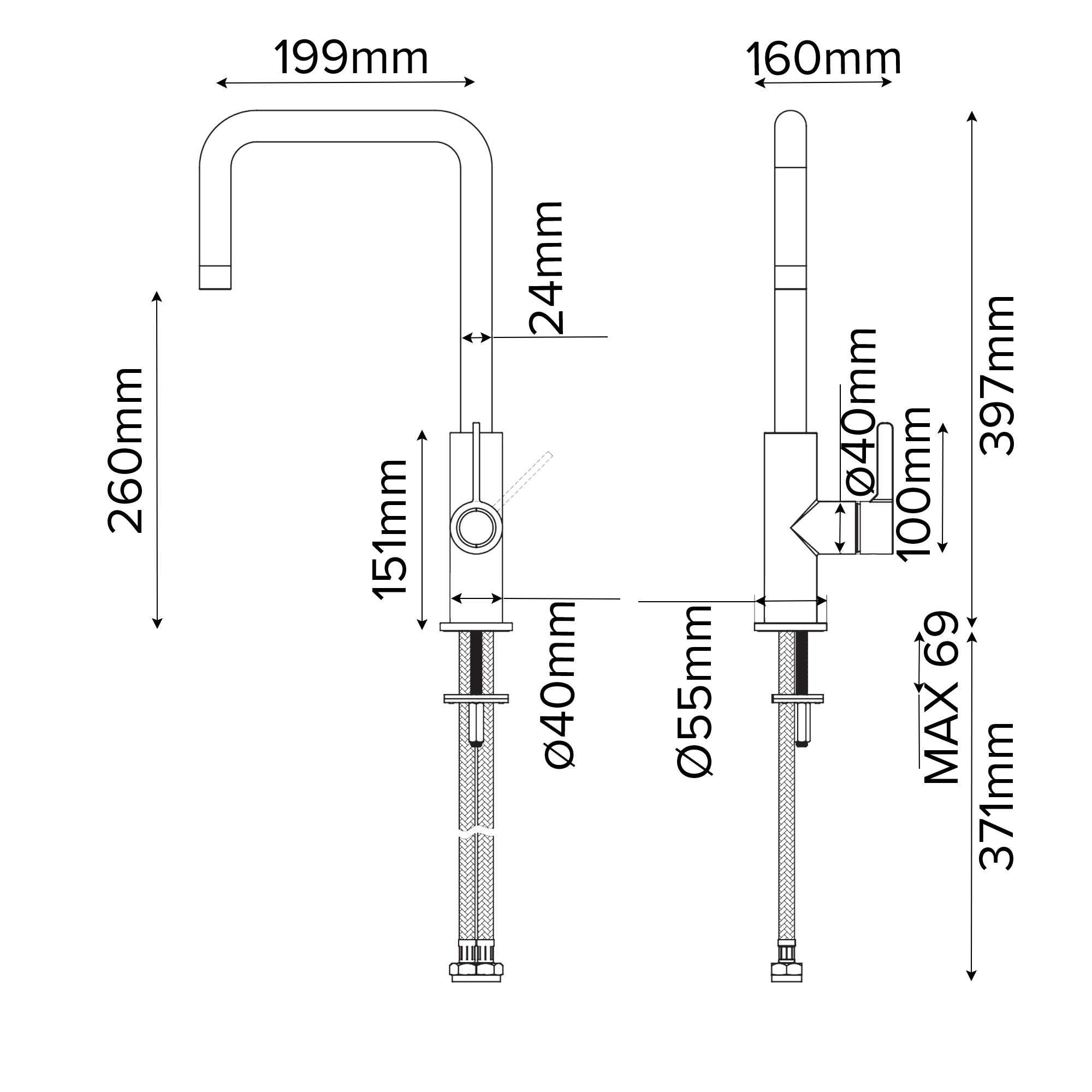 GoodHome Kamut Chrome-plated Kitchen Side lever Tap