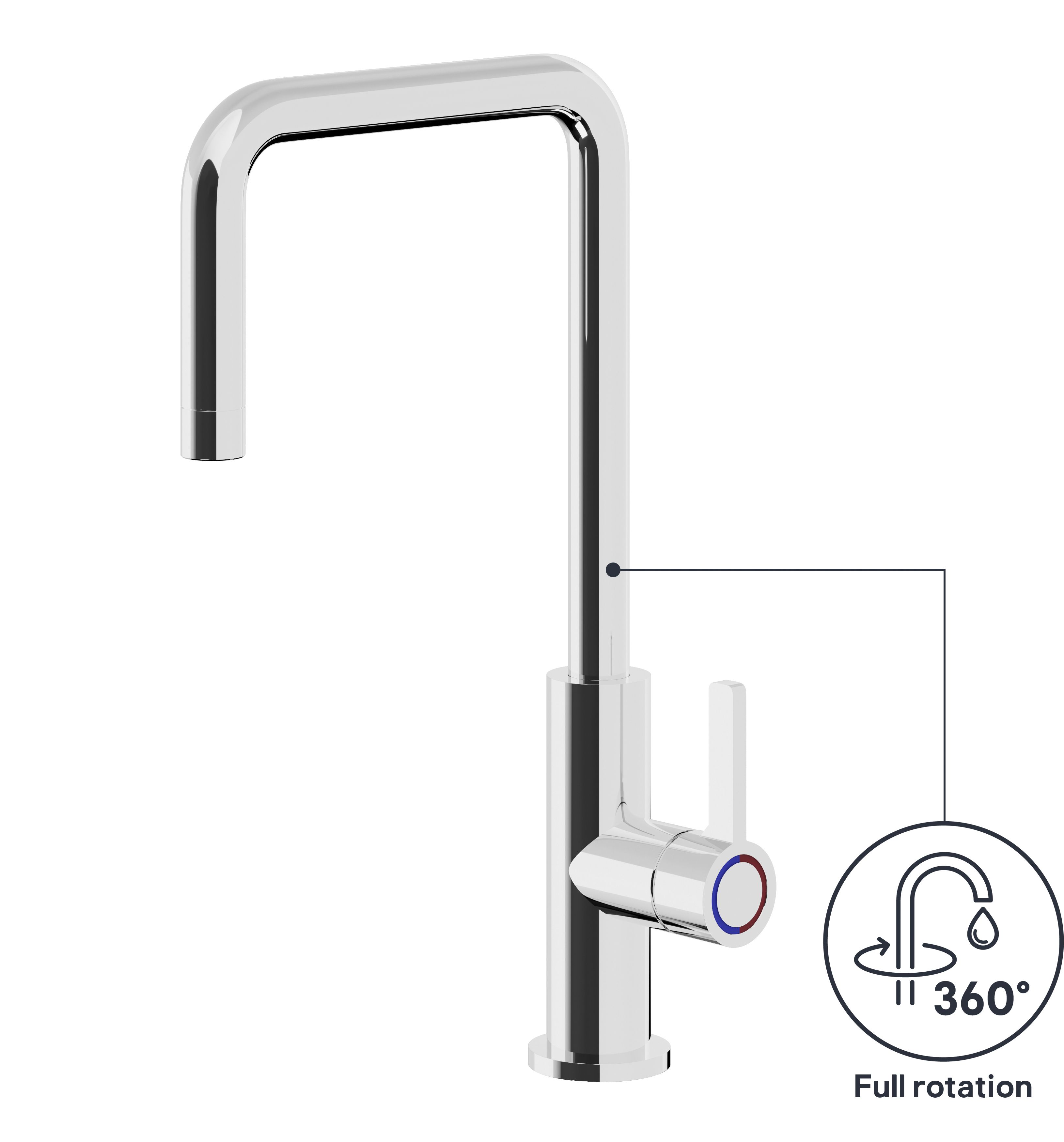 GoodHome Kamut Chrome-plated Kitchen Side lever Tap