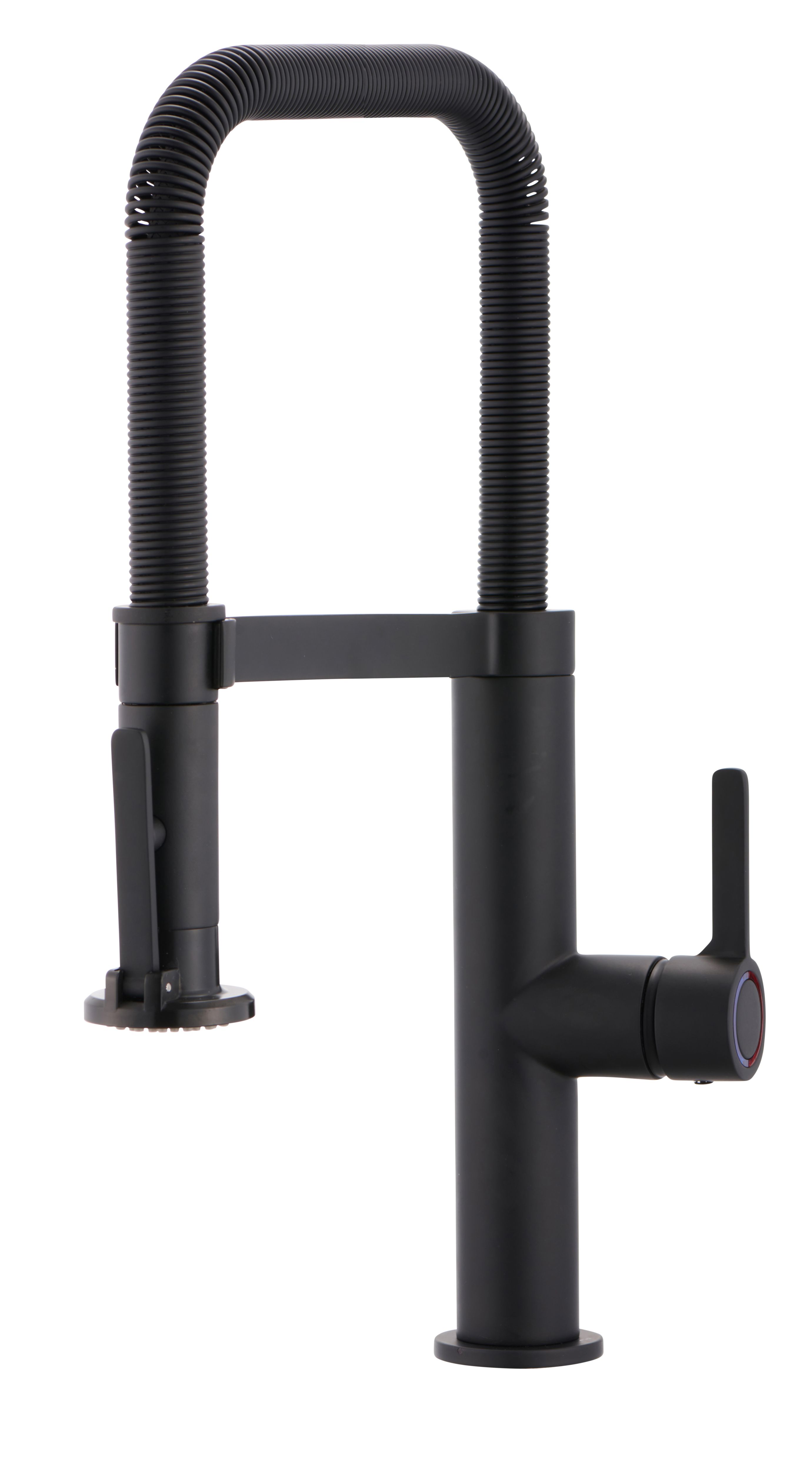 GoodHome Kamut Graphite effect Kitchen Side lever spring neck Tap | £ ...