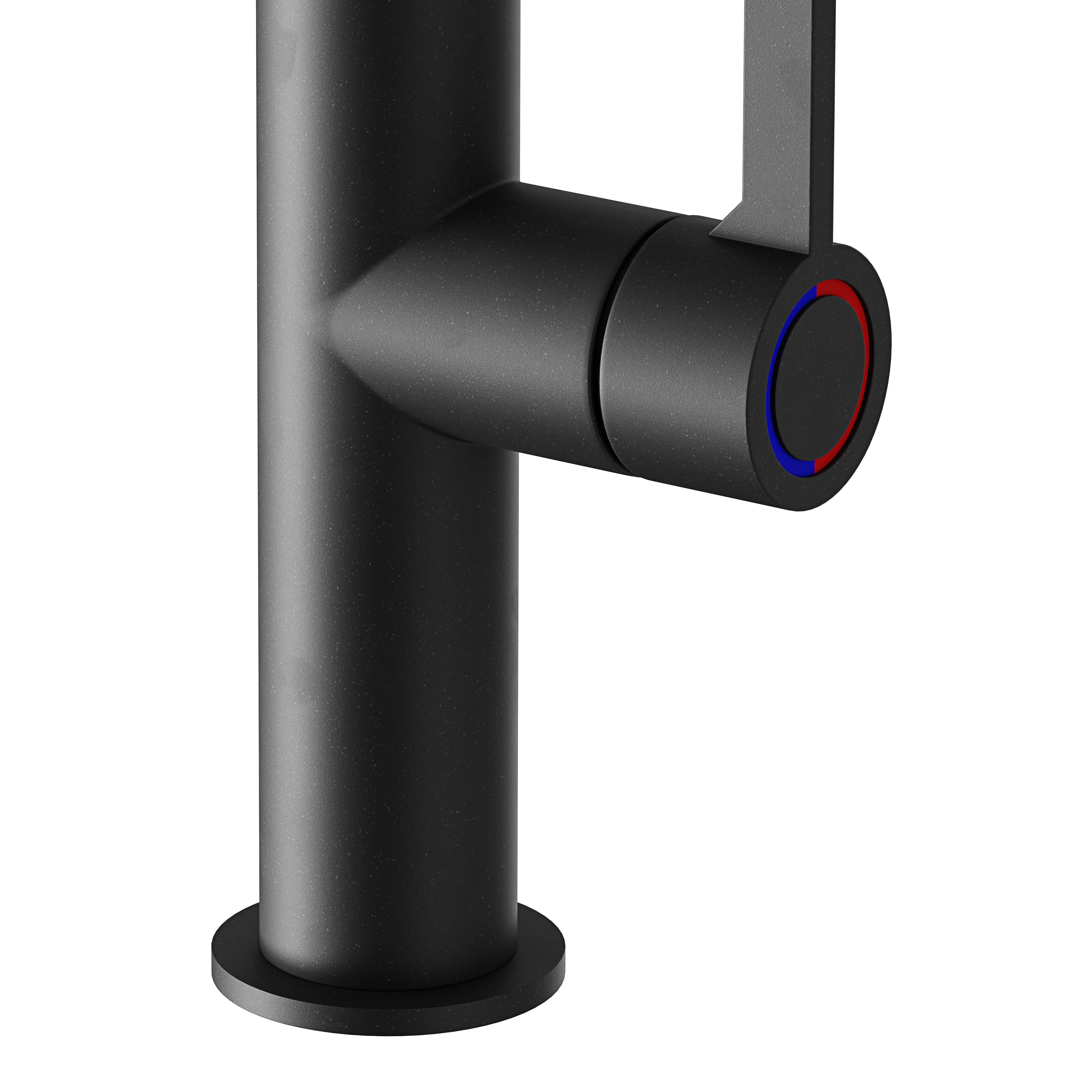 GoodHome Kamut Graphite effect Kitchen Side lever spring neck Tap