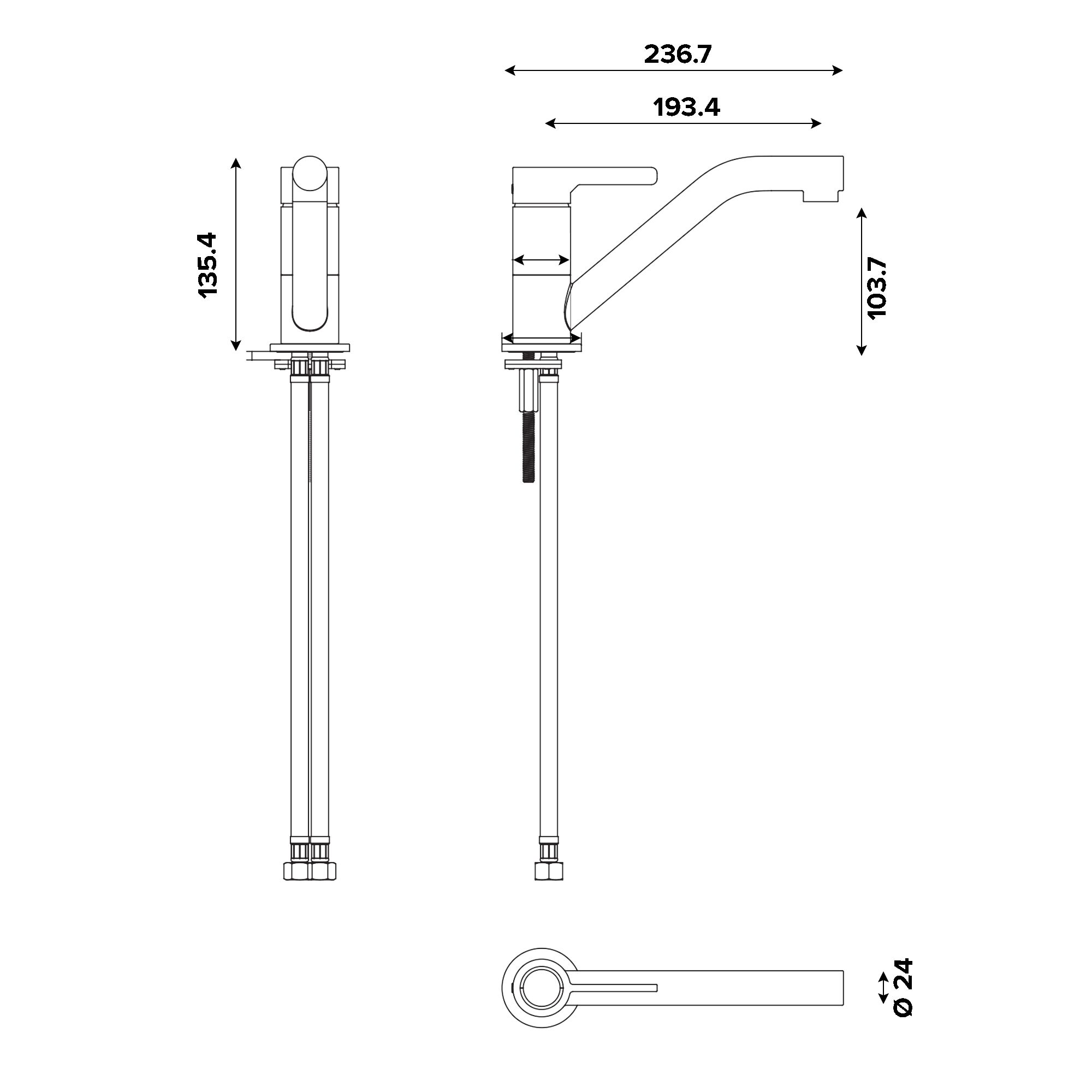 GoodHome Kawa Chrome-plated Kitchen Top lever Tap