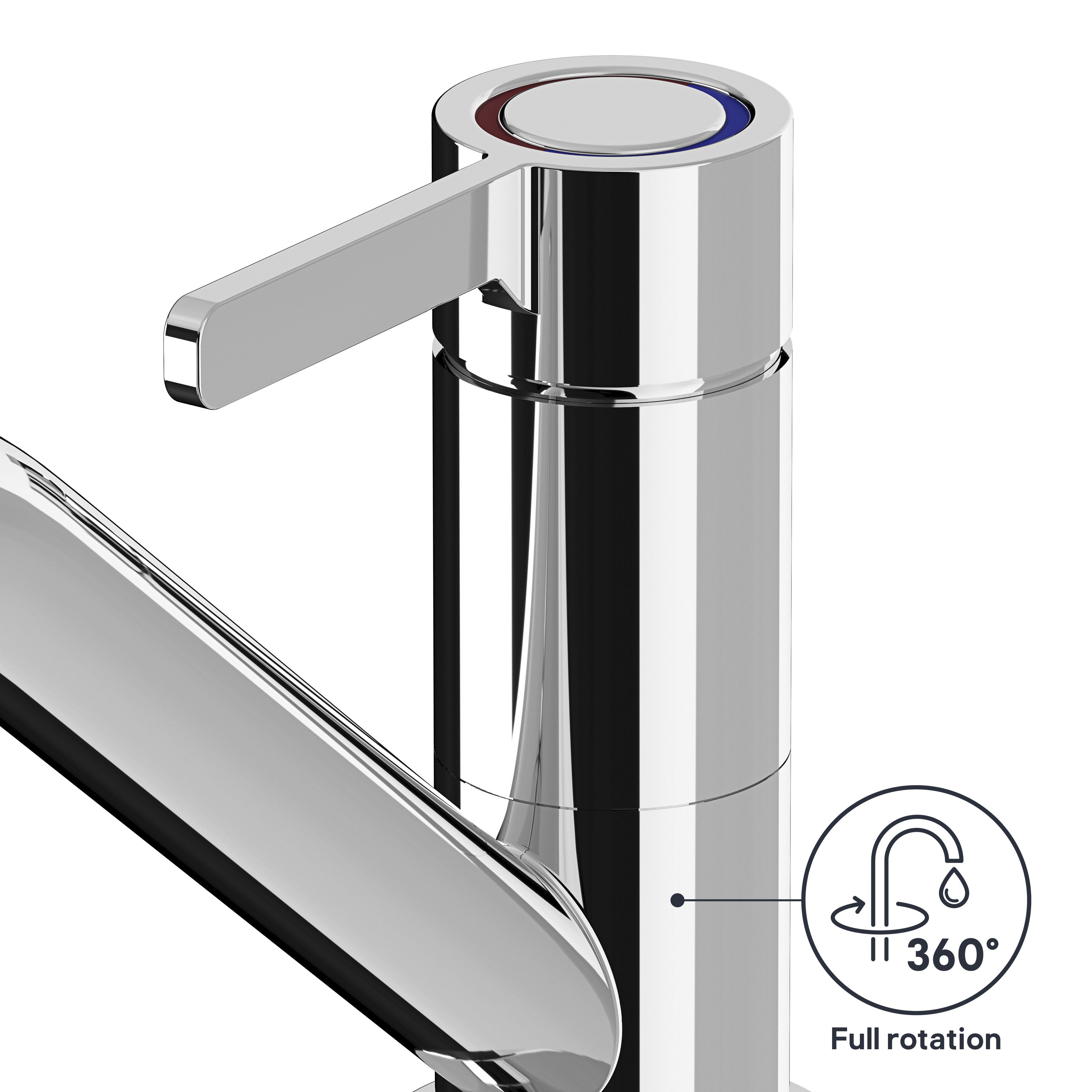 GoodHome Kawa Chrome-plated Kitchen Top lever Tap