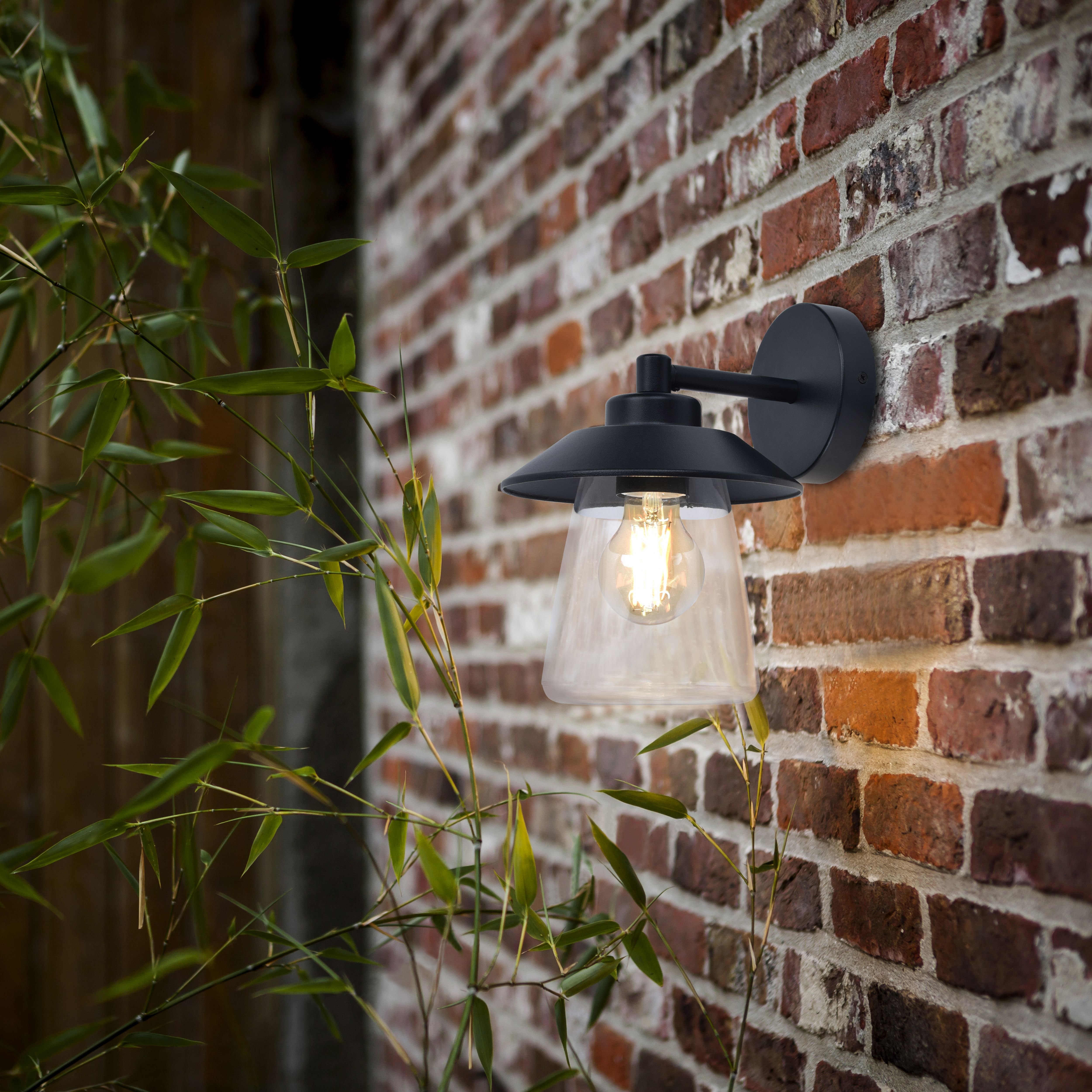 GoodHome Kebel Fixed Matt Black Mains-powered (wired) Outdoor Wall light