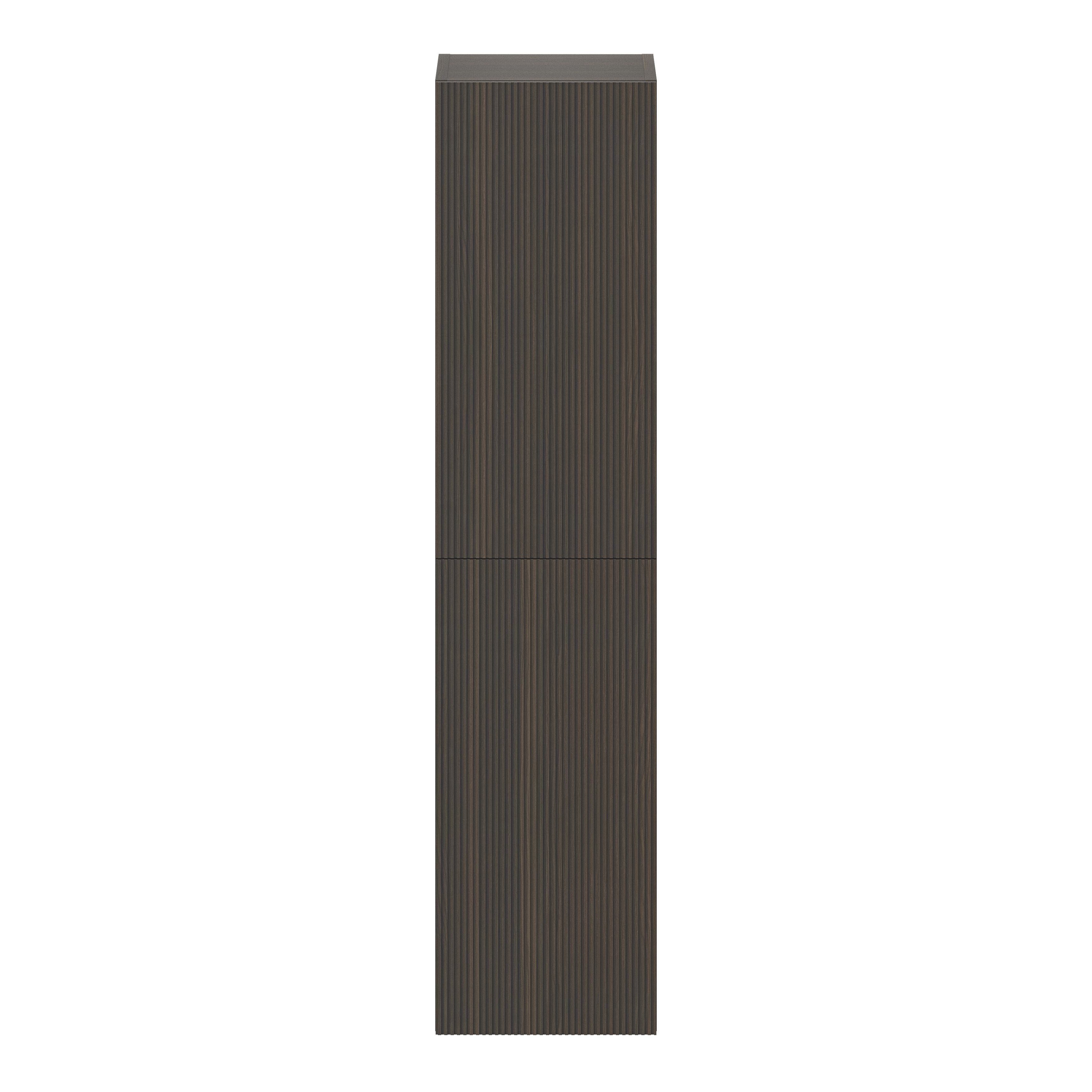 GoodHome Kentia Ribbed effect Walnut Veneer Bathroom Double Column ...