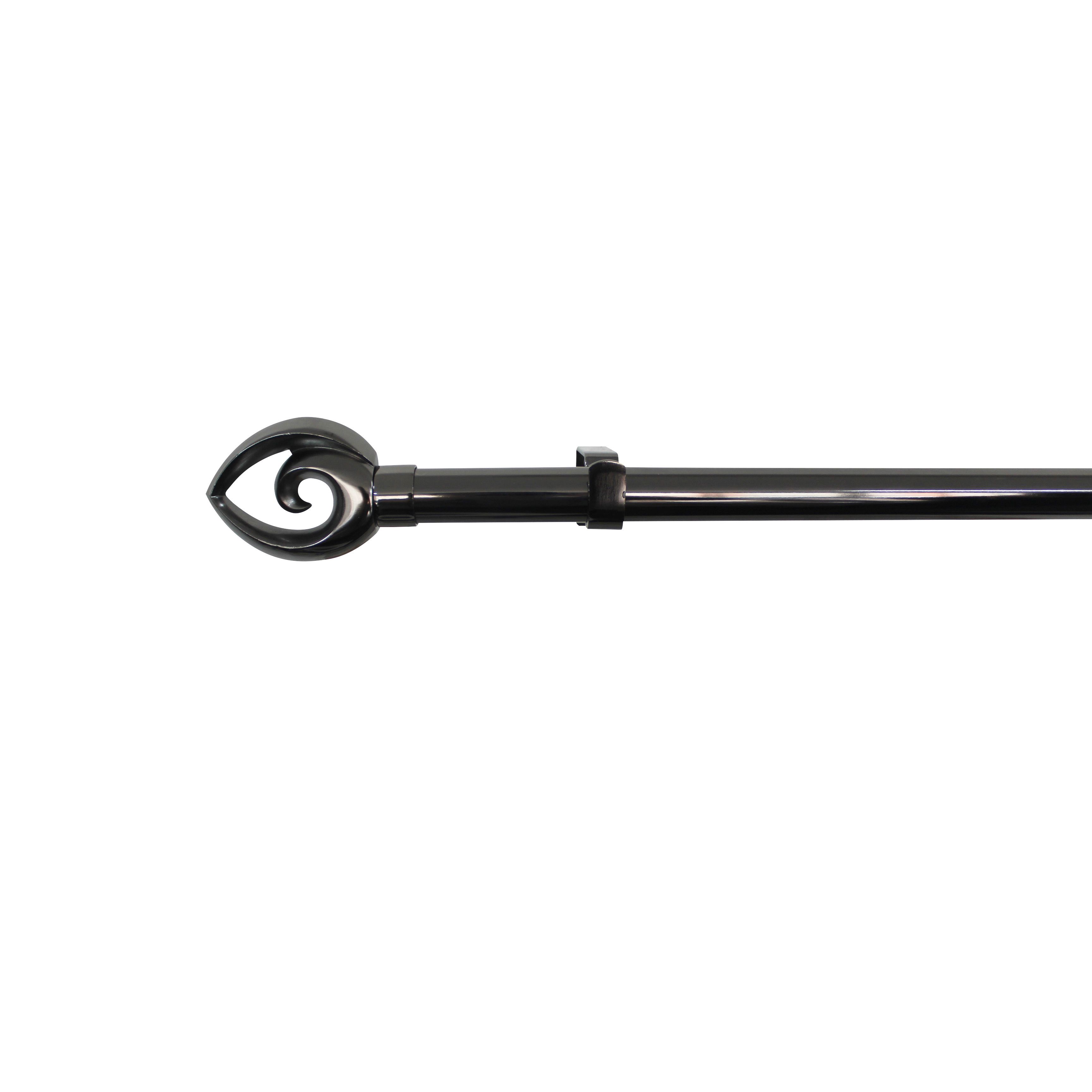 GoodHome Kilmos Gloss Black Nickel effect Extendable Bullet Curtain ...