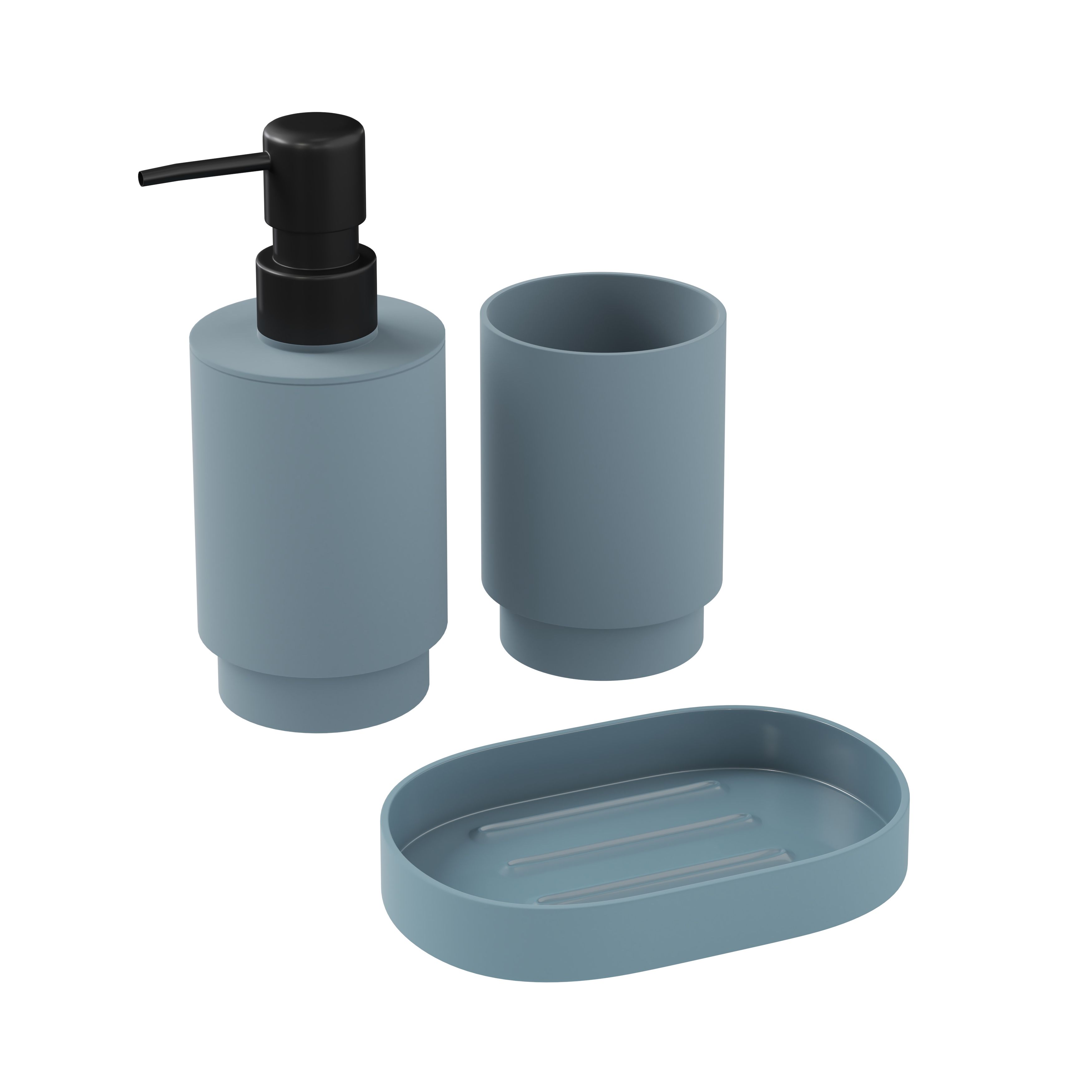 Shop GoodHome Kina Matt Water blue ABS plastic Freestanding Soap dispenser