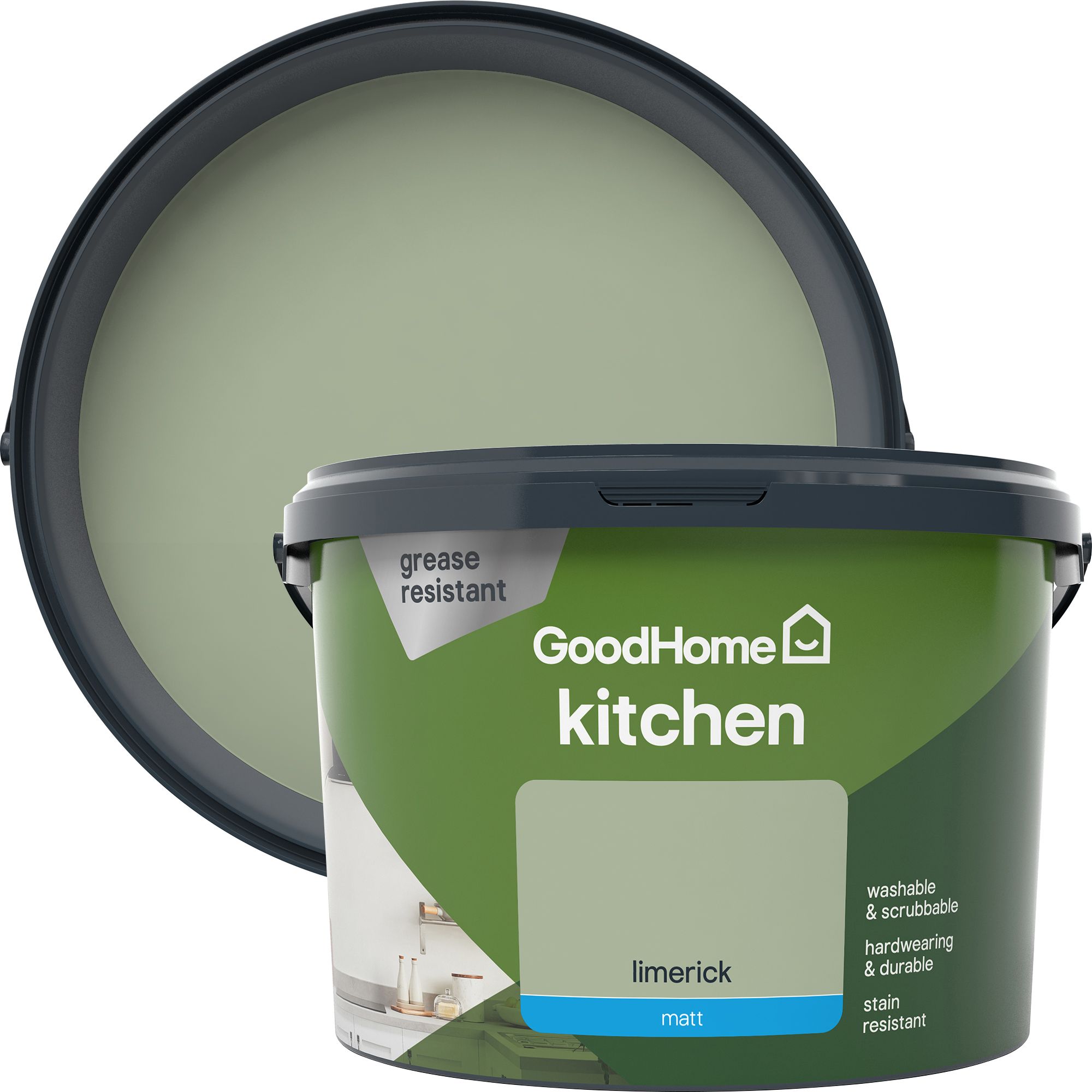 GoodHome Kitchen Limerick Matt Wall & ceiling Emulsion paint, 2.5L